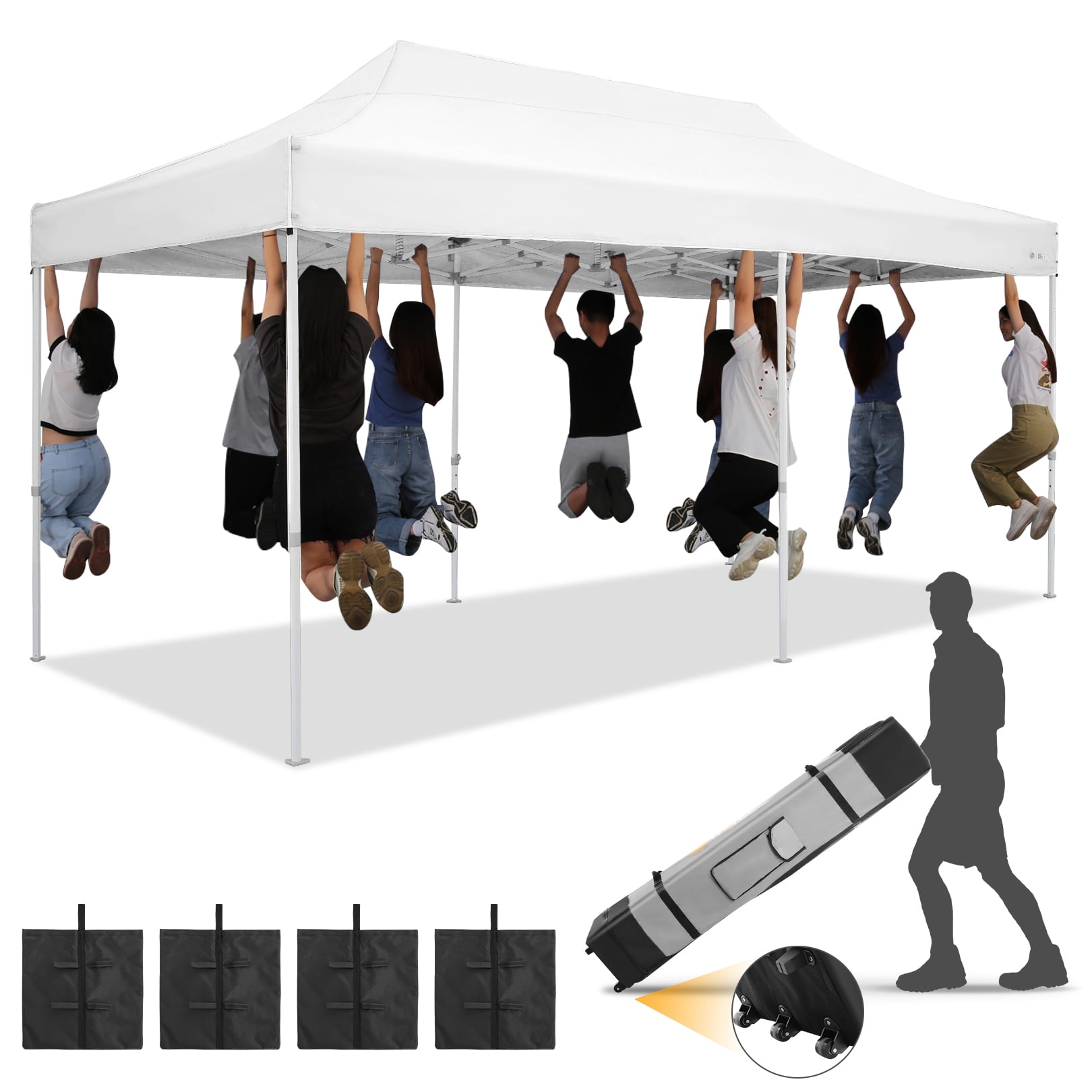 SANOPY 10'x20' EZ Pop up Canopy Tent Durable Steel Frame Gazebo for ...