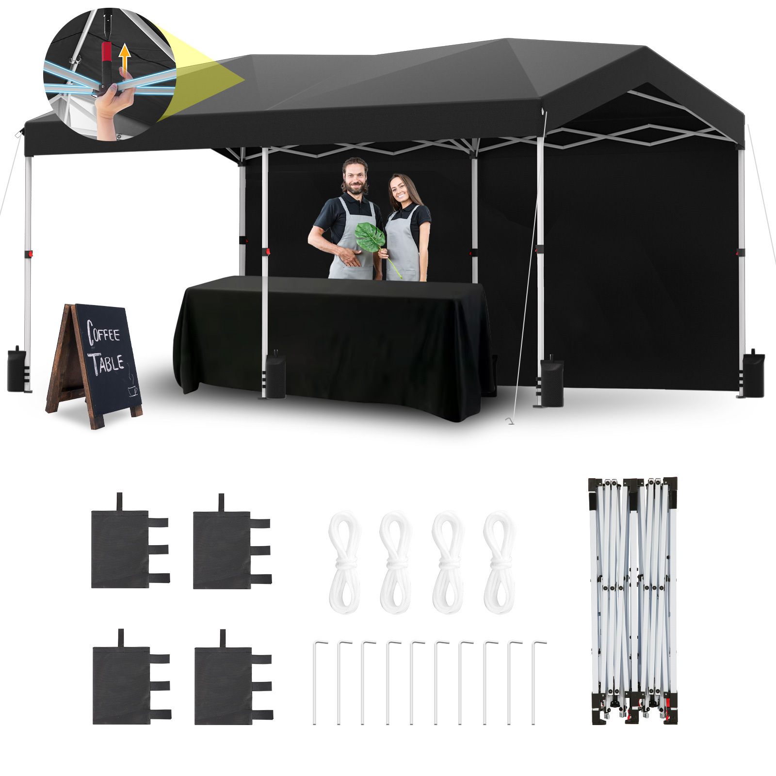 SANOPY 10'x20' Pop up Canopy with Sidewall, Party Tents with One Push ...