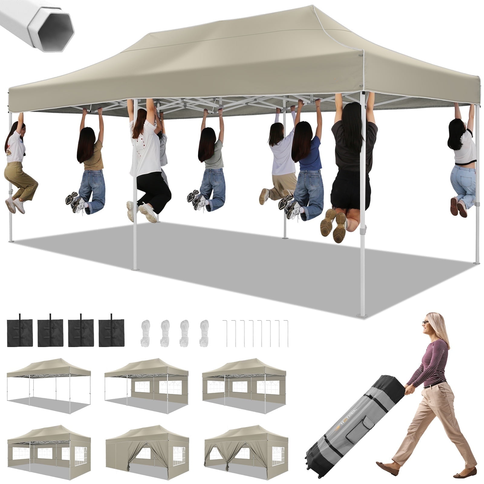 SANOPY 10'x20' Heavy Duty Pop up Canopy Tent with 6 Sidewalls ...