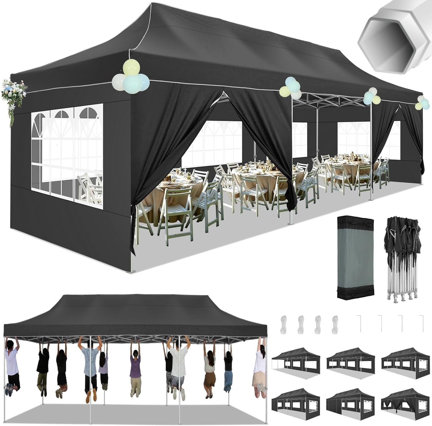 SANOPY 10'x30' EZ Pop up Canopy, Heavy Duty Commercial Wedding Canopy ...
