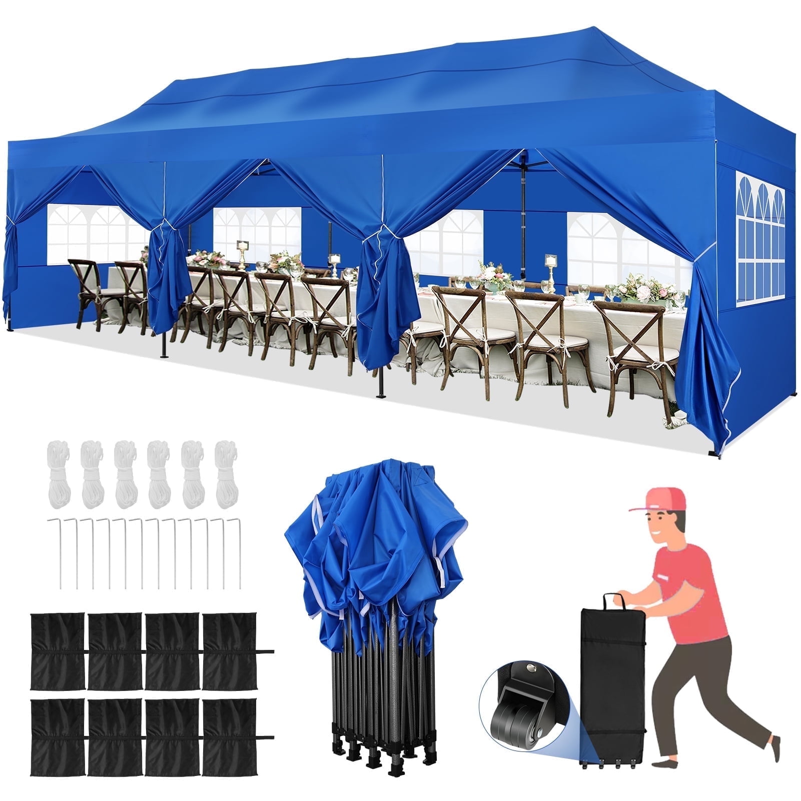 SANOPY 10'x30' Easy Setup Canopy Tent w/ Enclosed Waterproof Sides ...