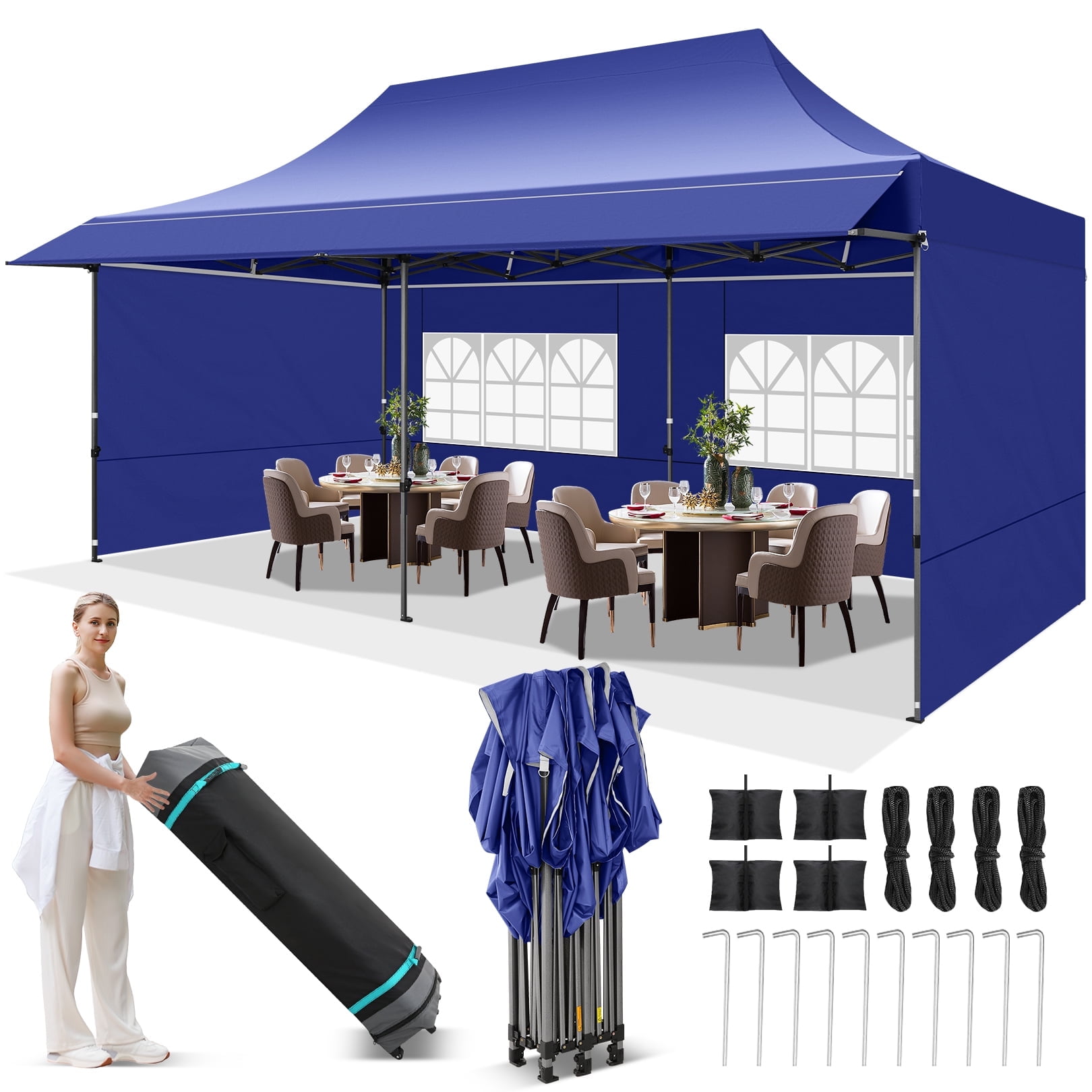 SANOPY 10X20 ft Canopy with Awning, Heavy Duty EZ Pop up Folding Canopy ...