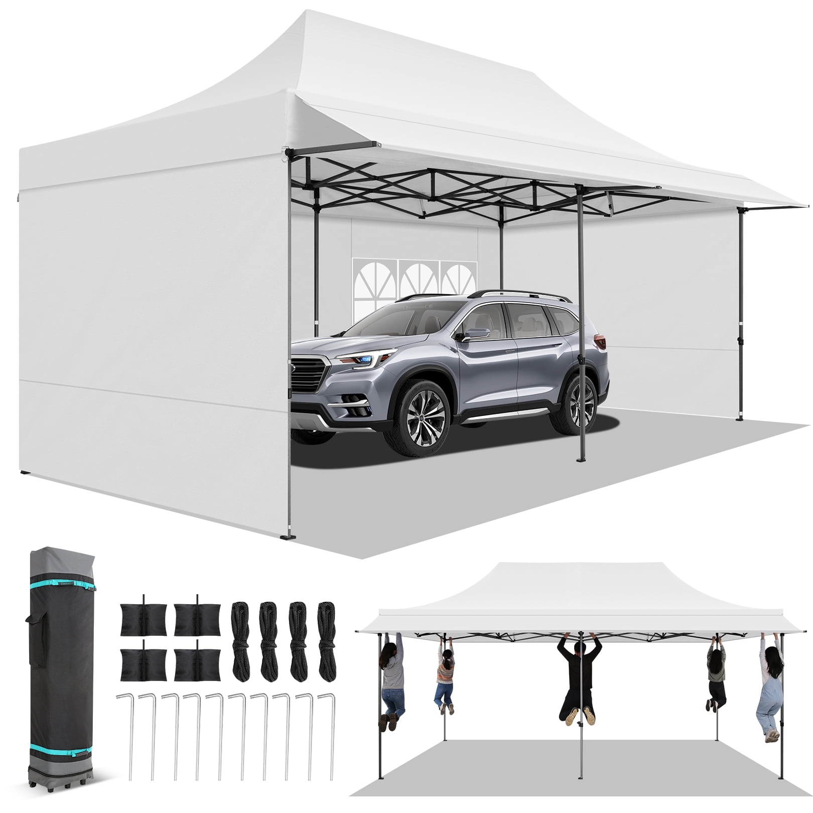 SANOPY 10X20 ft Canopy with Awning, Heavy Duty EZ Pop up Folding Canopy ...