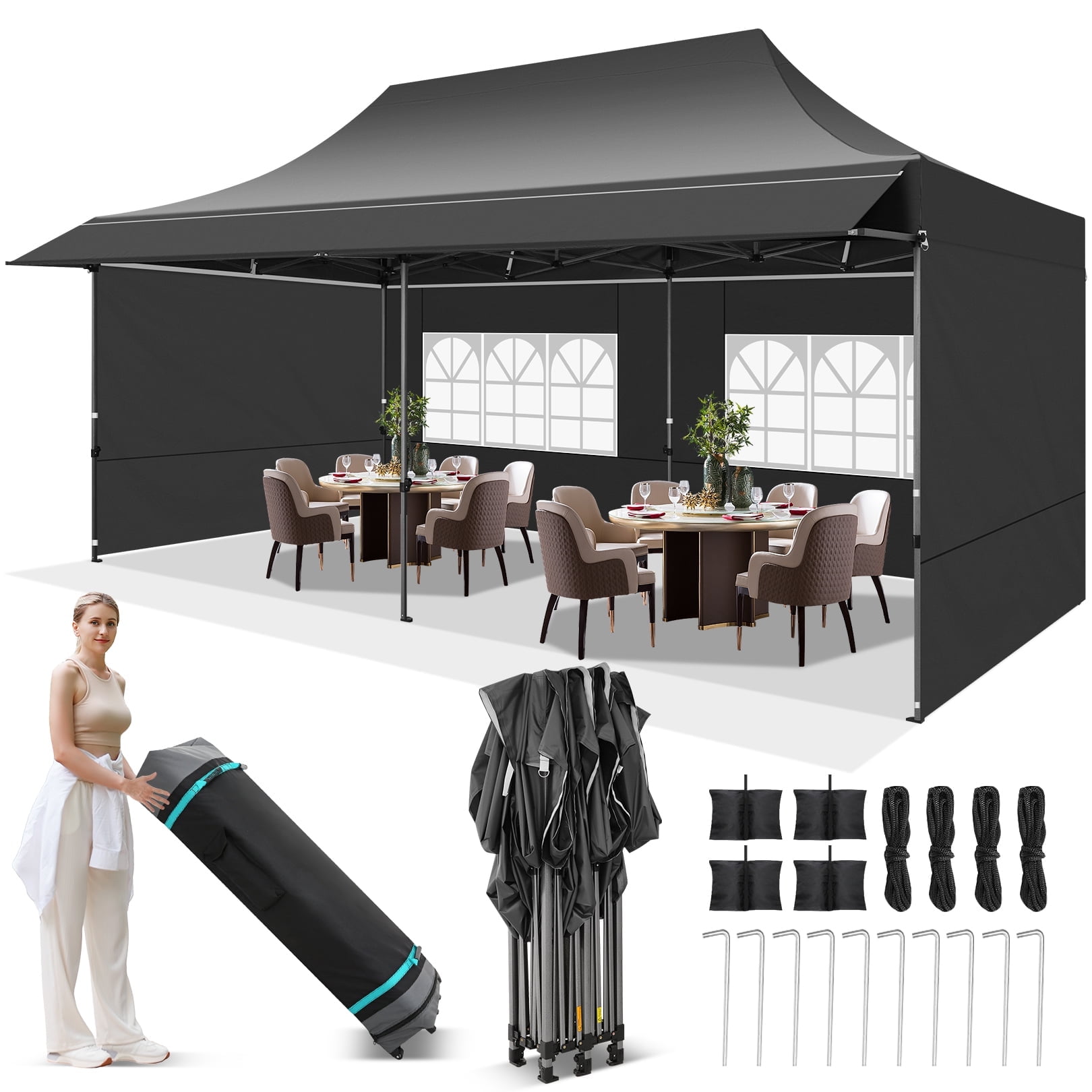 SANOPY 10X20 ft Heavy Duty Canopy Tent with Awning, EZ Pop up ...