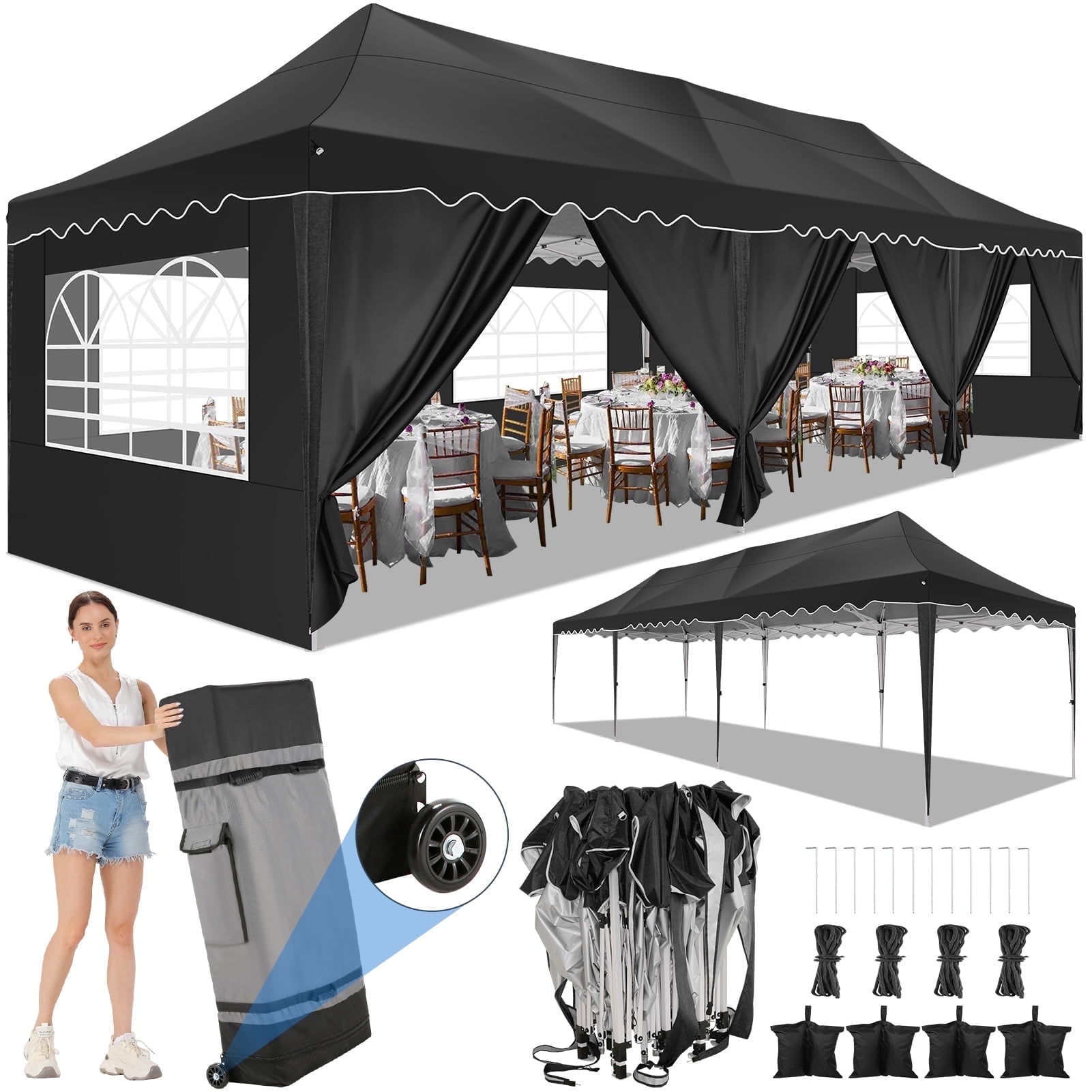 SANOPY 10X30 Party Tents Heavy Duty Pop up Canopy Tent with 8 Sidewalls ...
