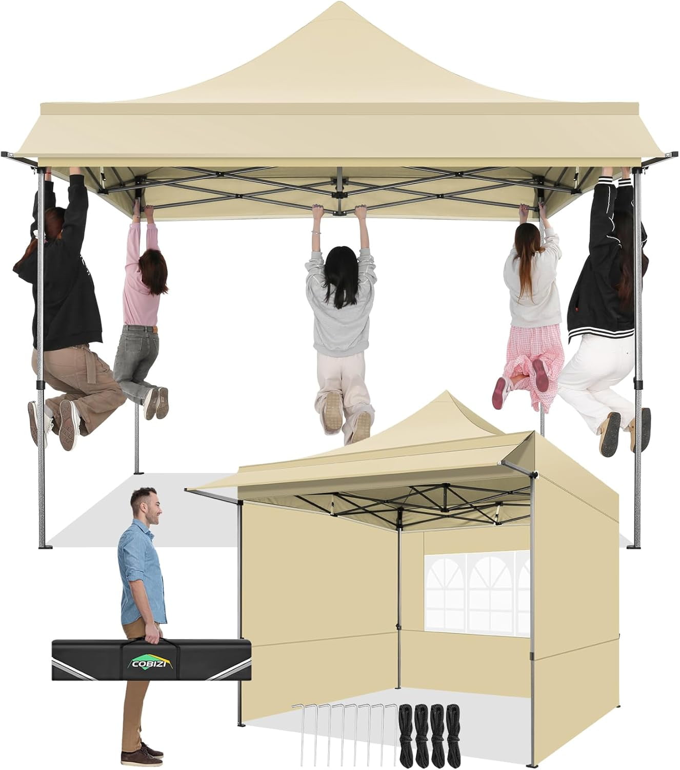 SANOPY 10x10 FT Pop Up Canopy Tent with Awning,Heavy Duty Canopy UPF 50 ...