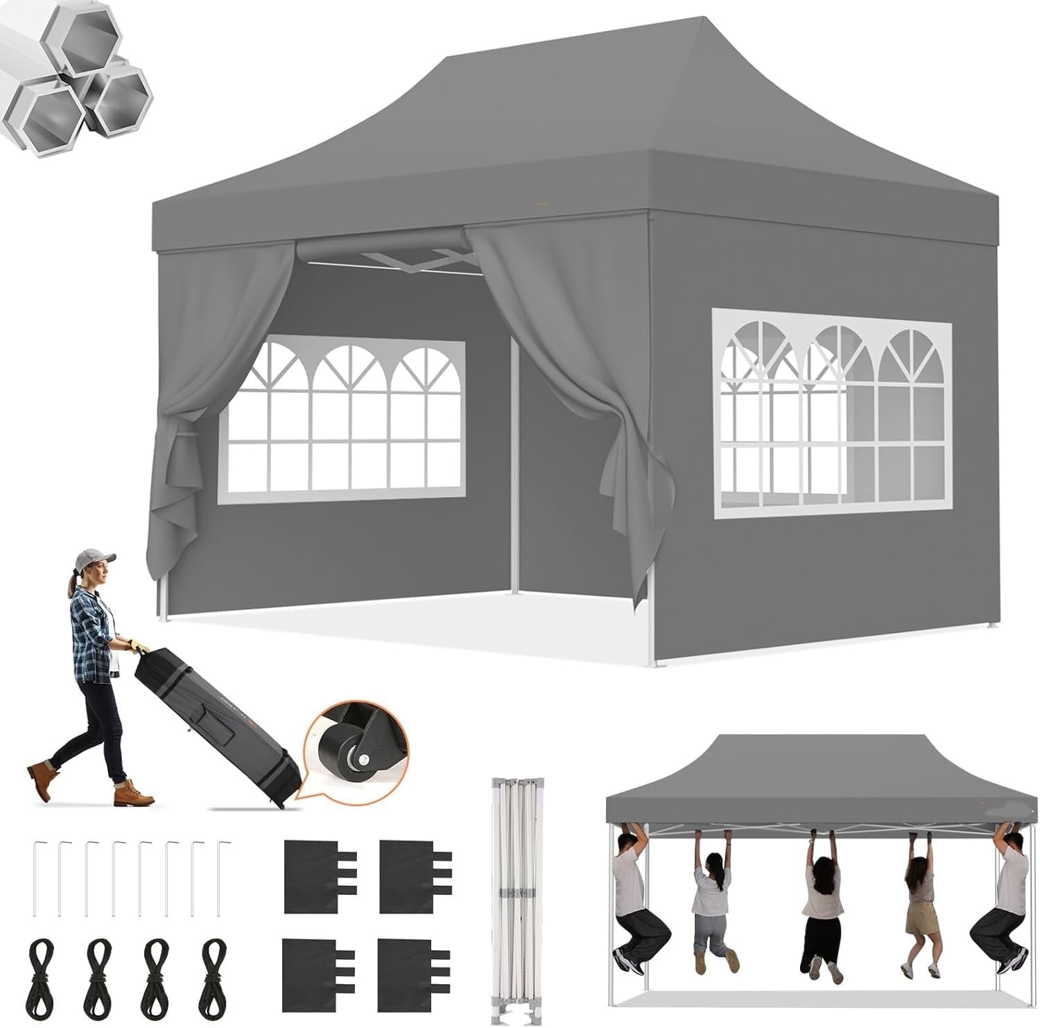 SANOPY 10x15 Pop Up Canopy Tent Heavy Duty with 4 Sidewalls Tents for ...