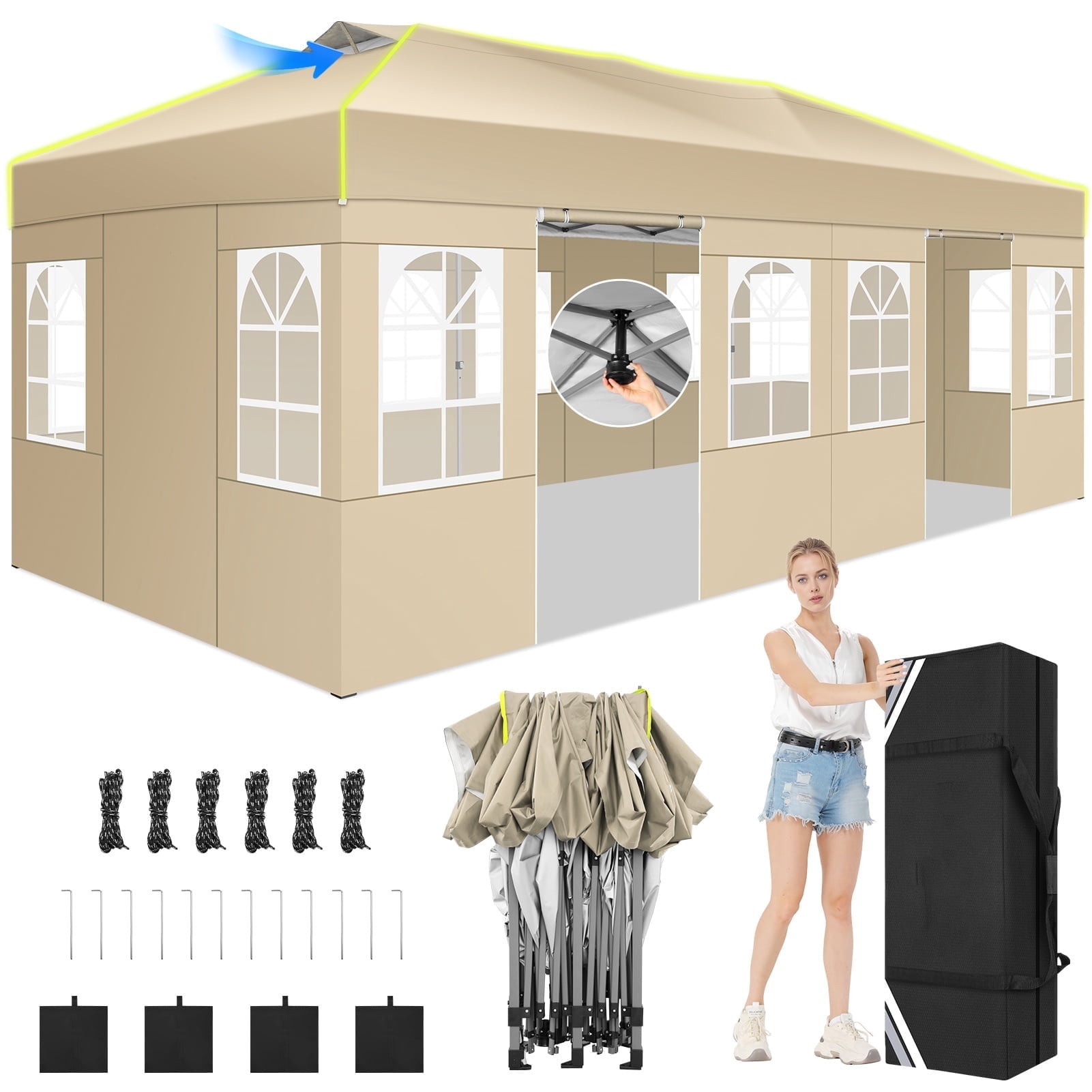 SANOPY 10x20 FT Pop Up Canopy Gazebo with 6 Removable Sidewalls One ...