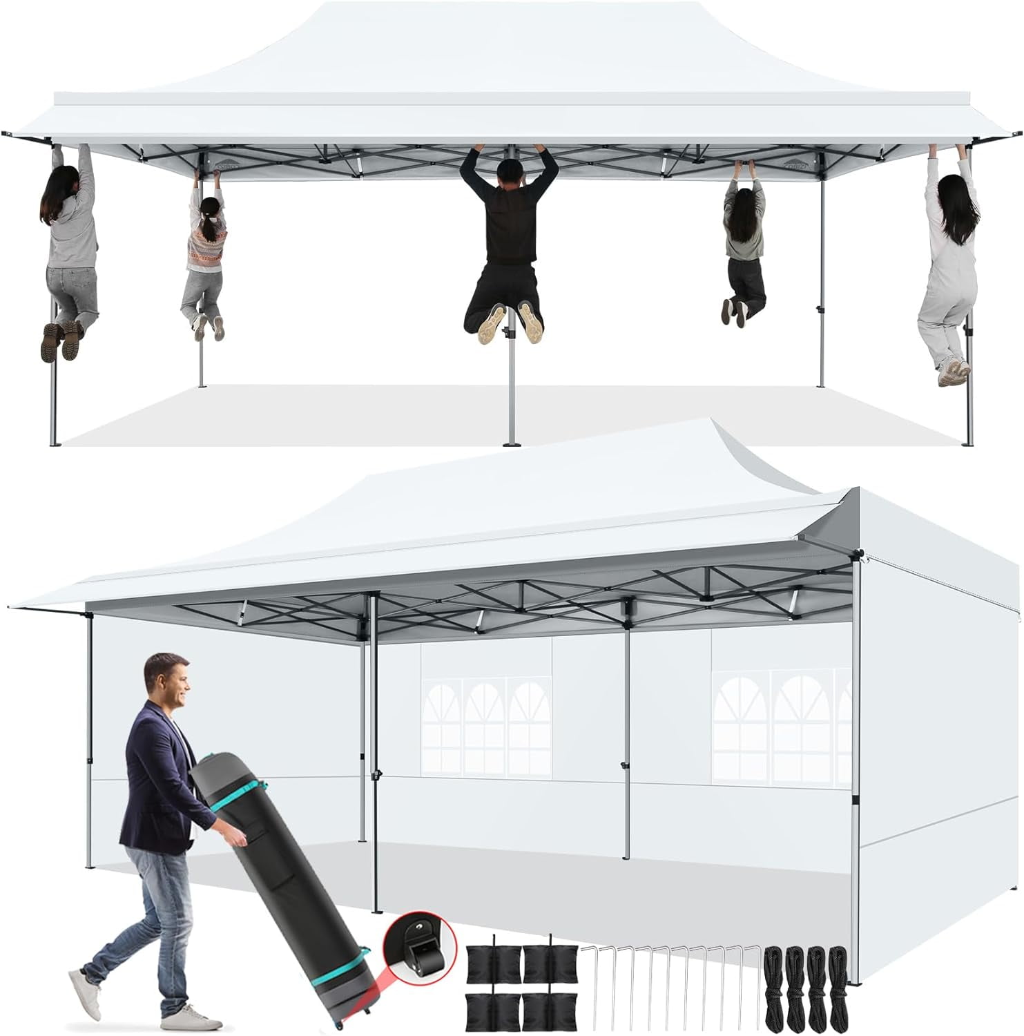 SANOPY 10x20 FT Pop Up Canopy Tent with Awning,Heavy Duty Canopy UPF 50 ...