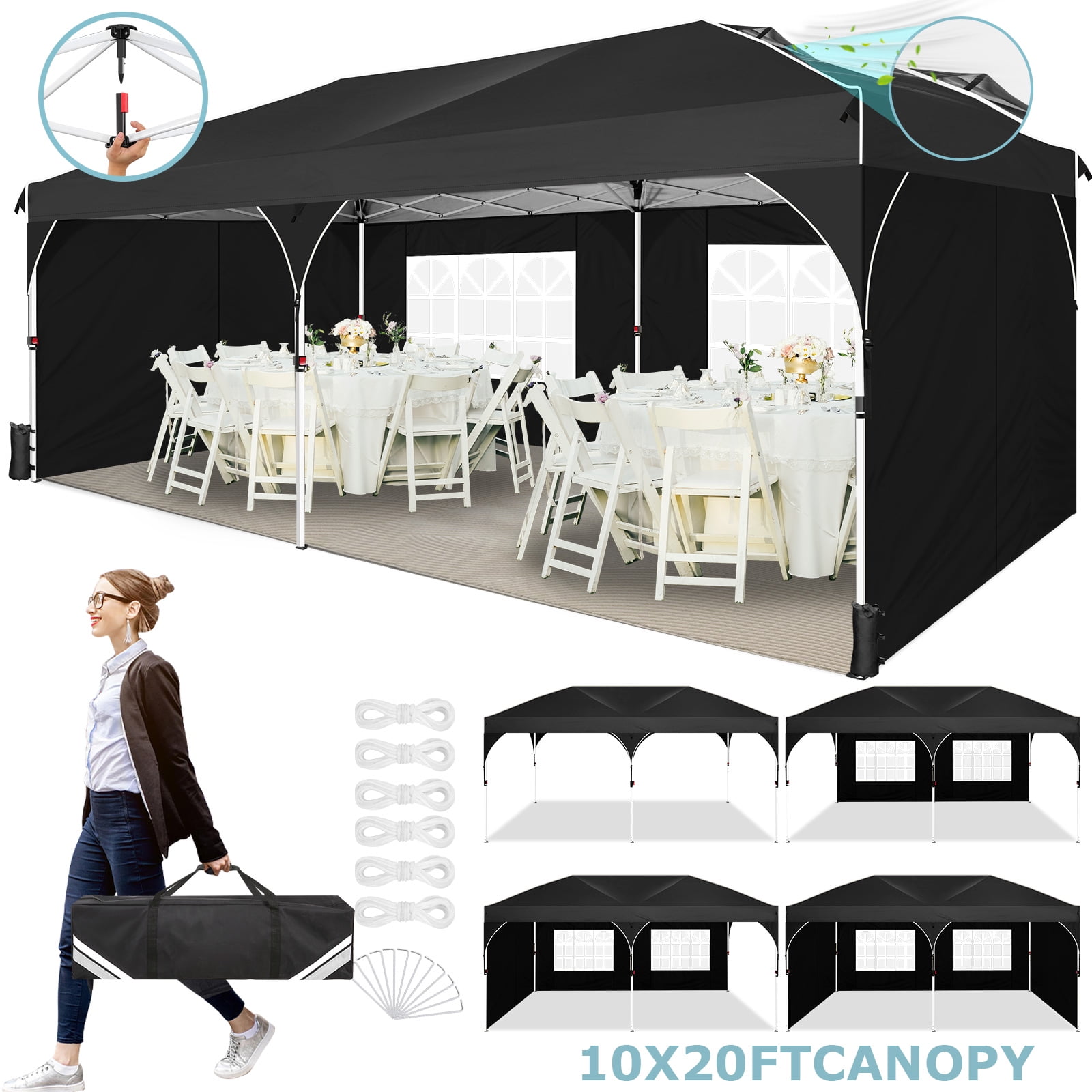 SANOPY 10x20 FT Pop Up Canopy Tent Quick-Setup Gazebo with Patented ...