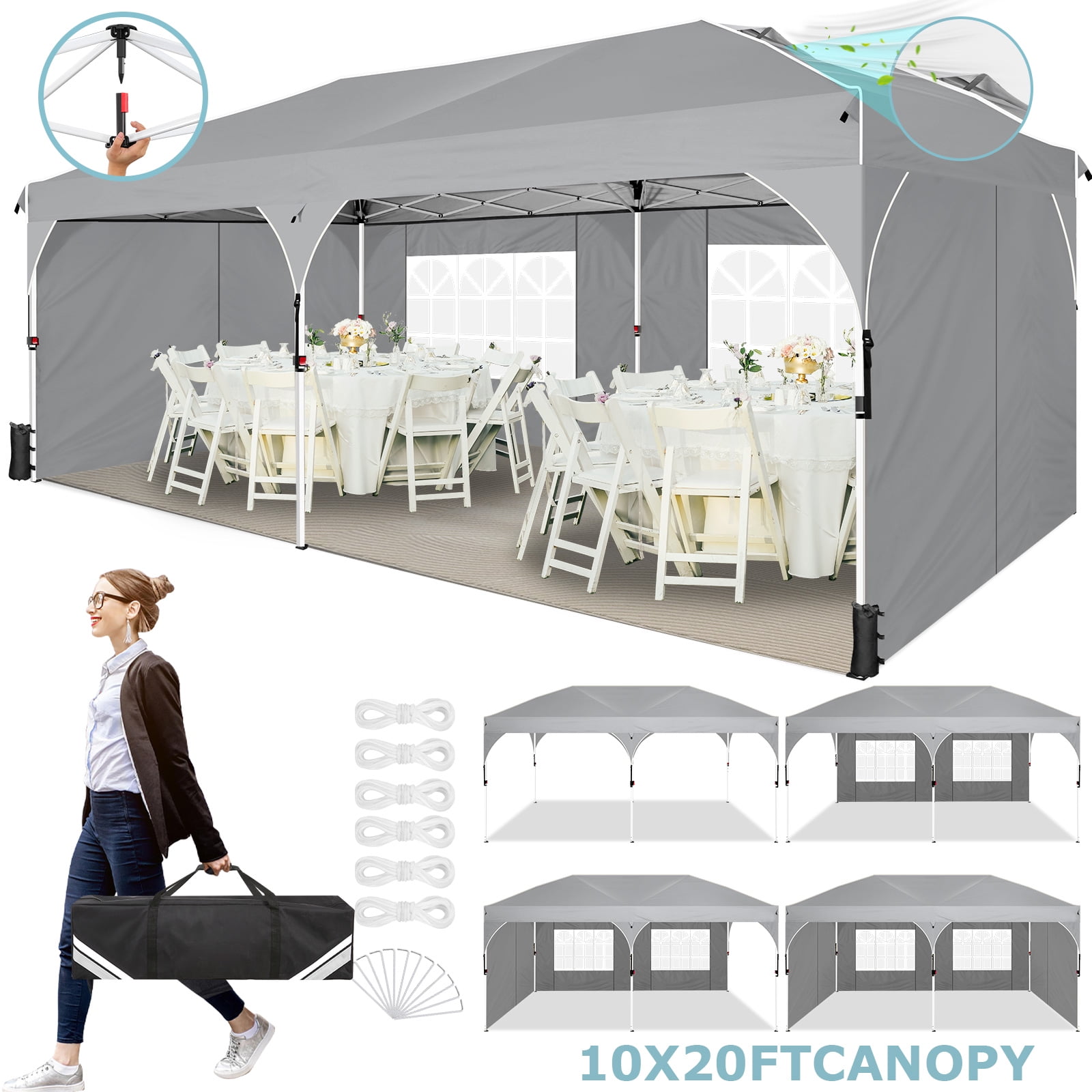 SANOPY 10x20 FT Pop Up Canopy Tent Quick-Setup Gazebo with Patented ...