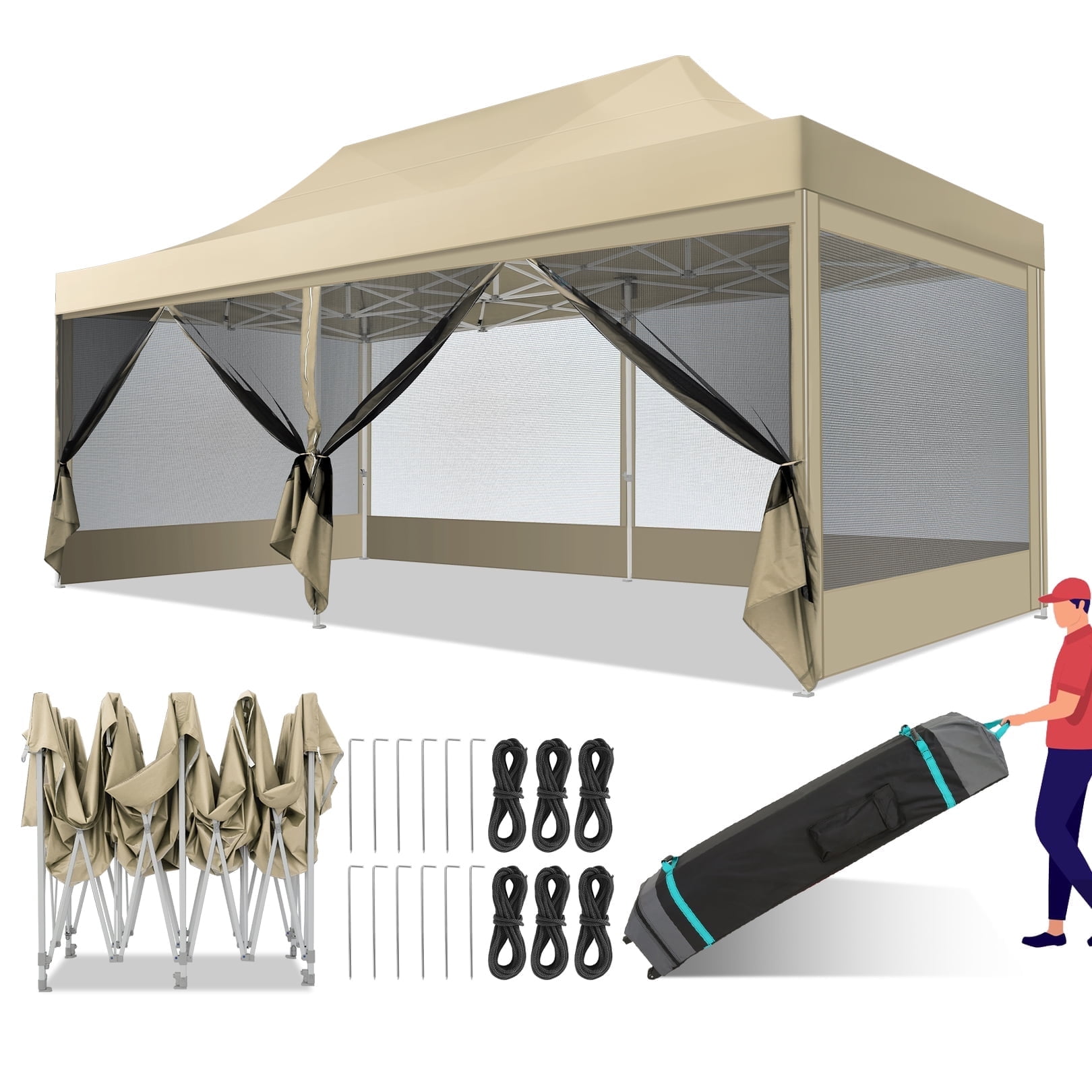 SANOPY 10x20 Pop up Canopy Tent with Sidewalls, Heavy Duty Easy up ...