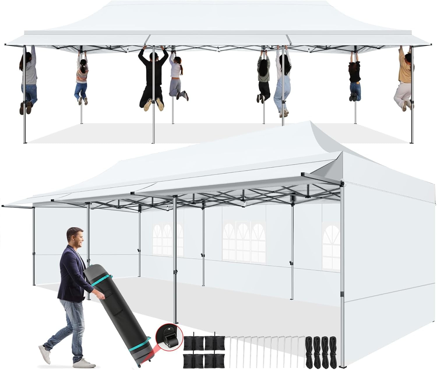 SANOPY 10x30 FT Pop Up Canopy Tent with Awning,Heavy Duty Canopy UPF 50 ...