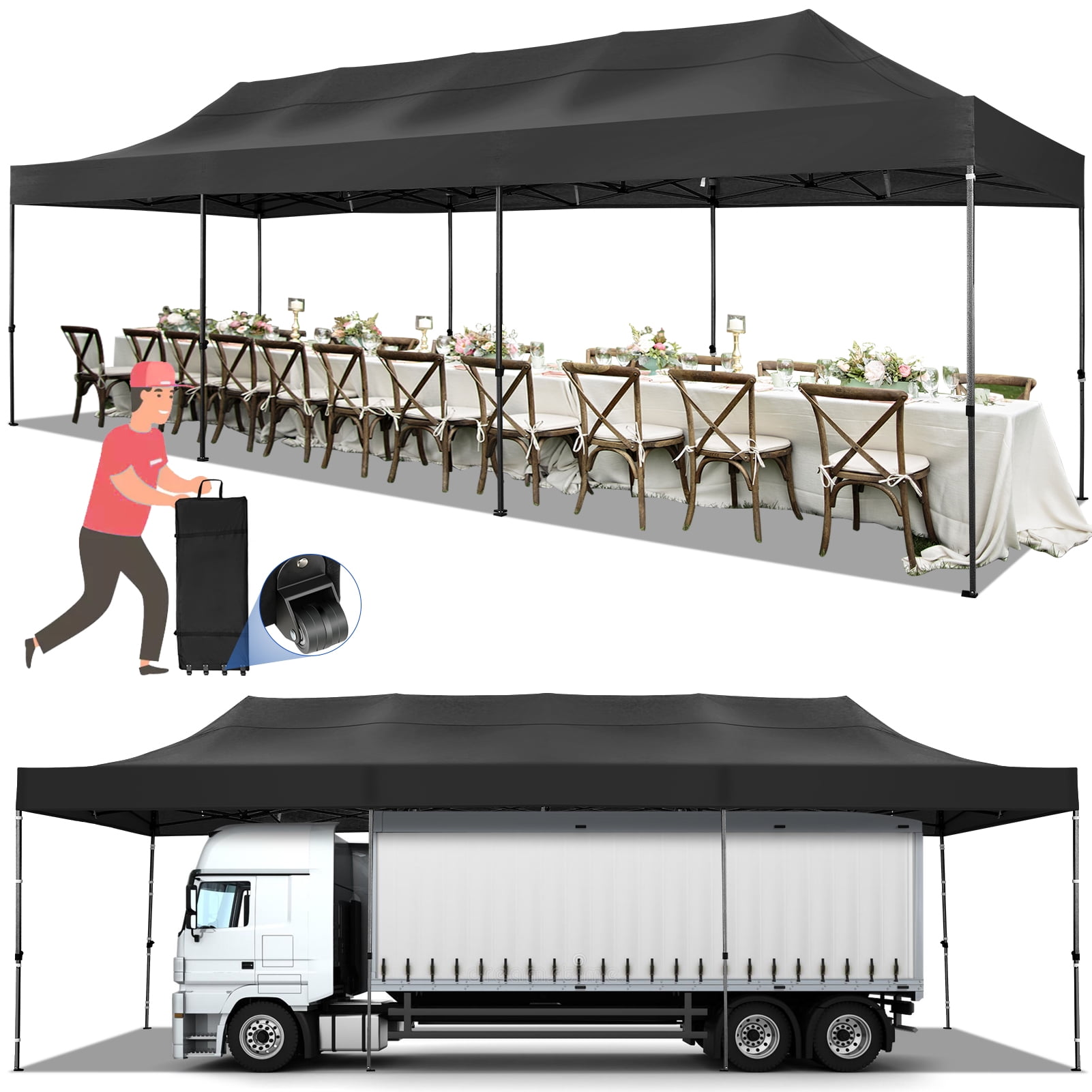SANOPY 10x30 FT Pop up Outdoor Canopy Tent, Heavy Duty Canopy with 8 ...