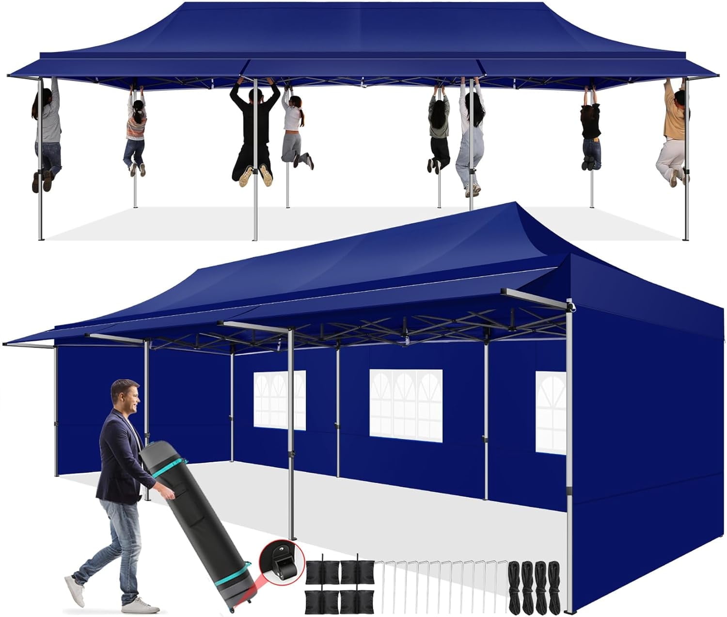 SANOPY 10x30 FT Pop Up Canopy Tent with Awning,Heavy Duty Canopy UPF 50 ...