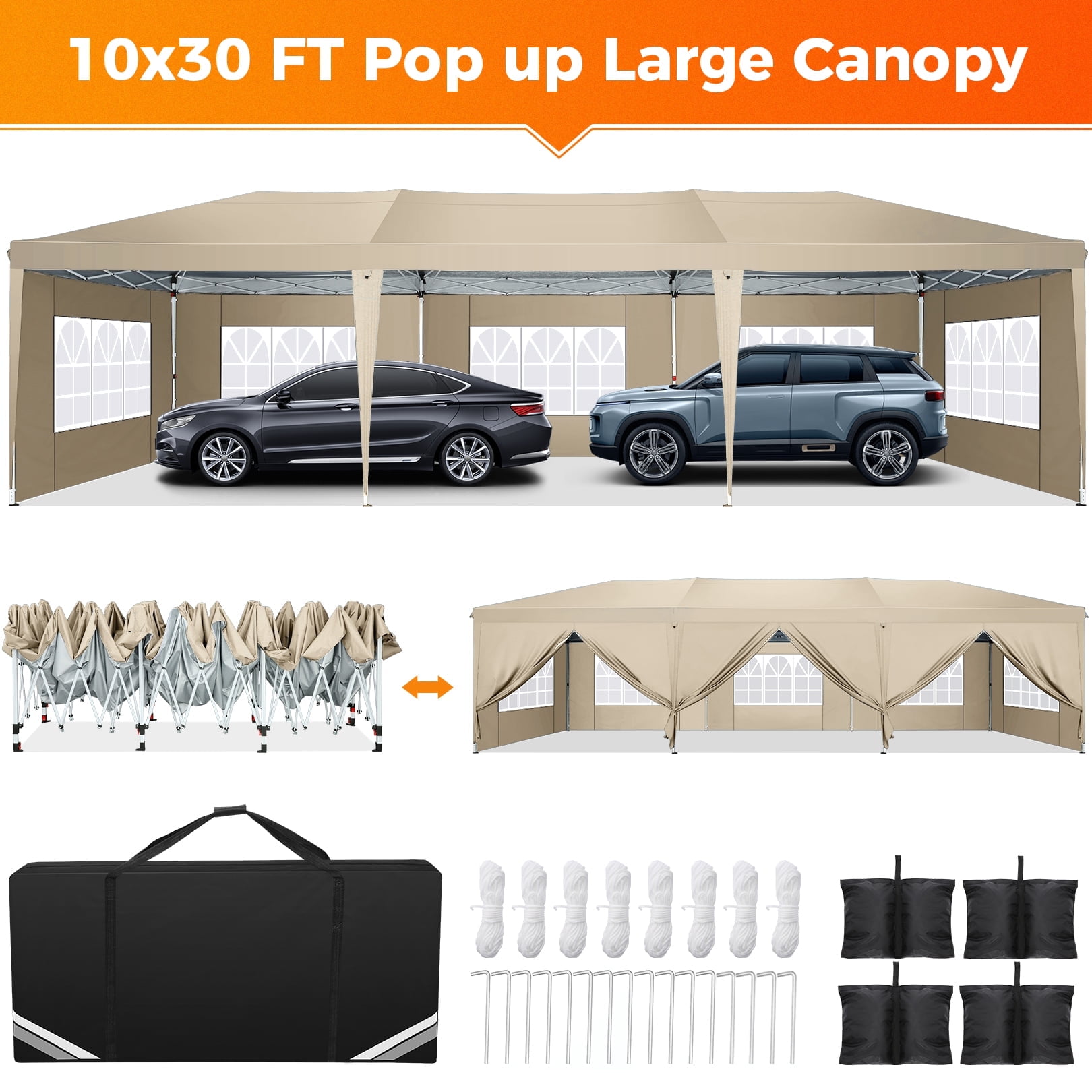 SANOPY 10x30 Outdoor Enclosed Event Canopy Tent with Big Sides ...