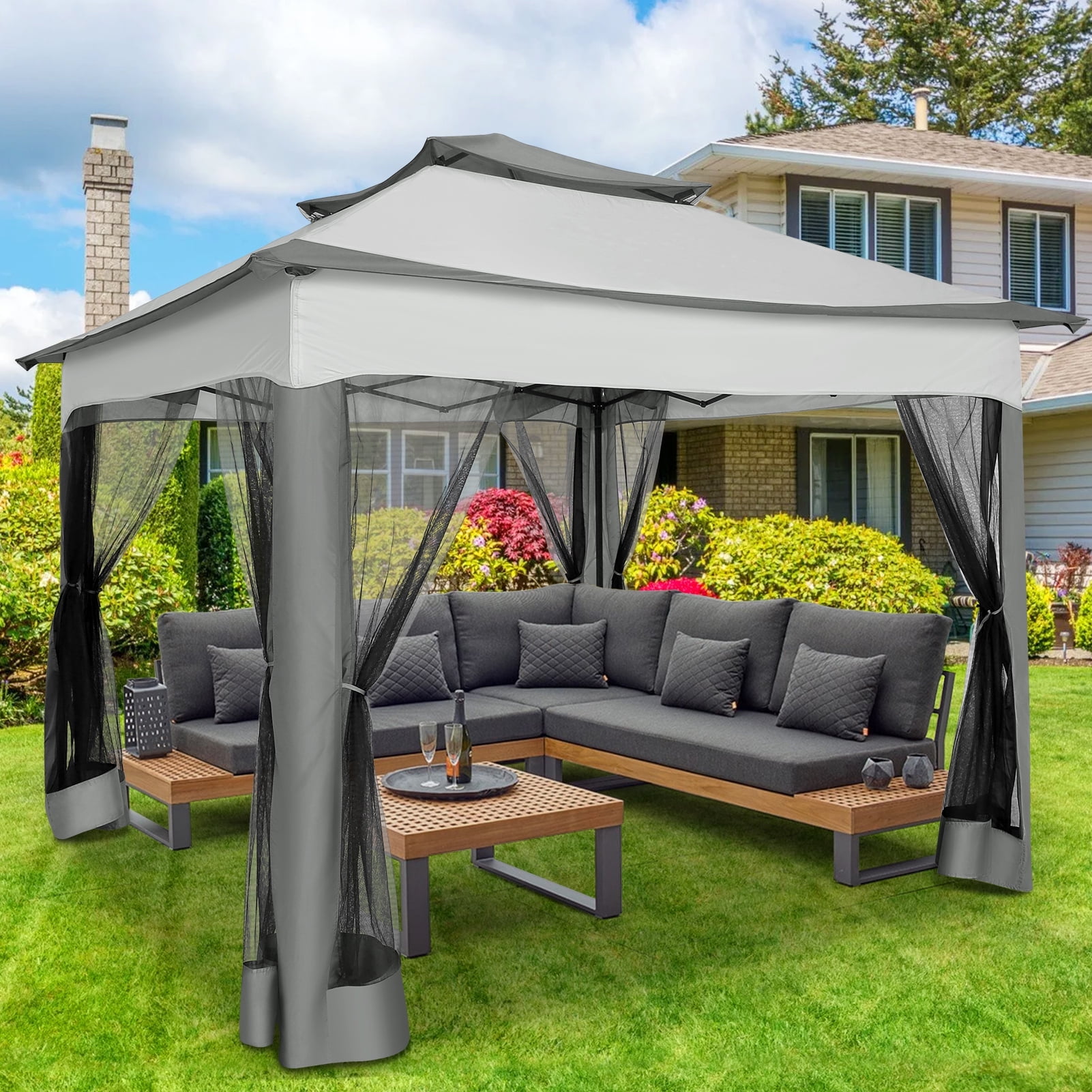 SANOPY 11'X 11' Pop Up Gazebo Canopy Tent, Anti-Rain & UV, Portable ...