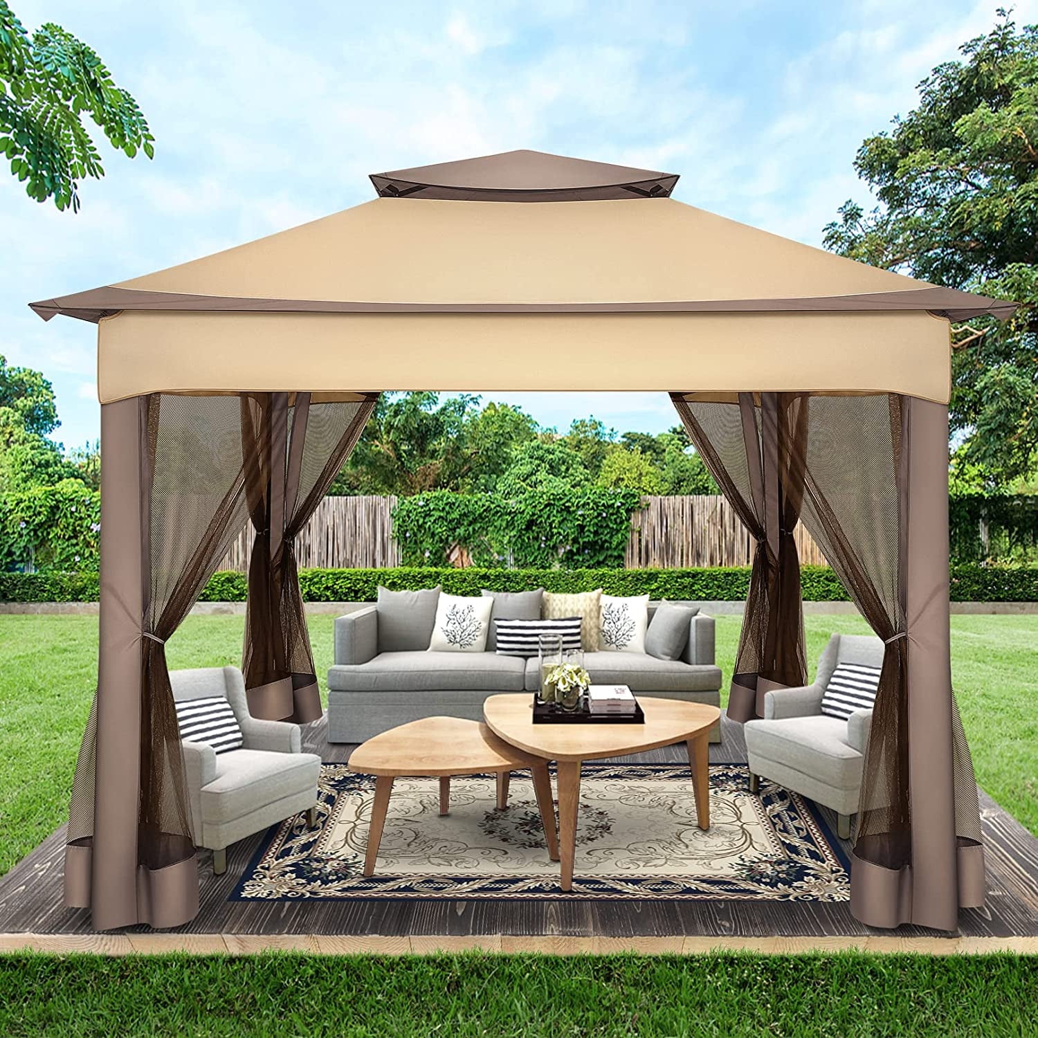 SANOPY 11x11 Pop Up Patio Gazebo with Mosquito Netting Outdoor Canopy ...