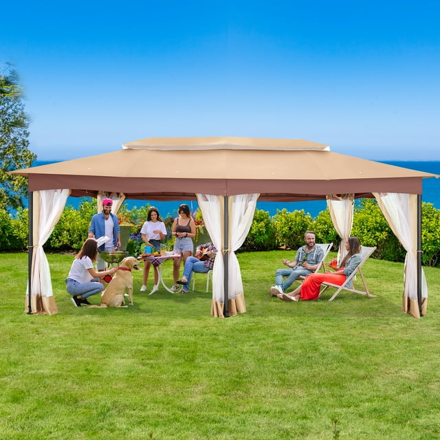 SANOPY 12' x 20' Outdoor Gazebo Canopy with 4 Detachable Mosquito Nets ...