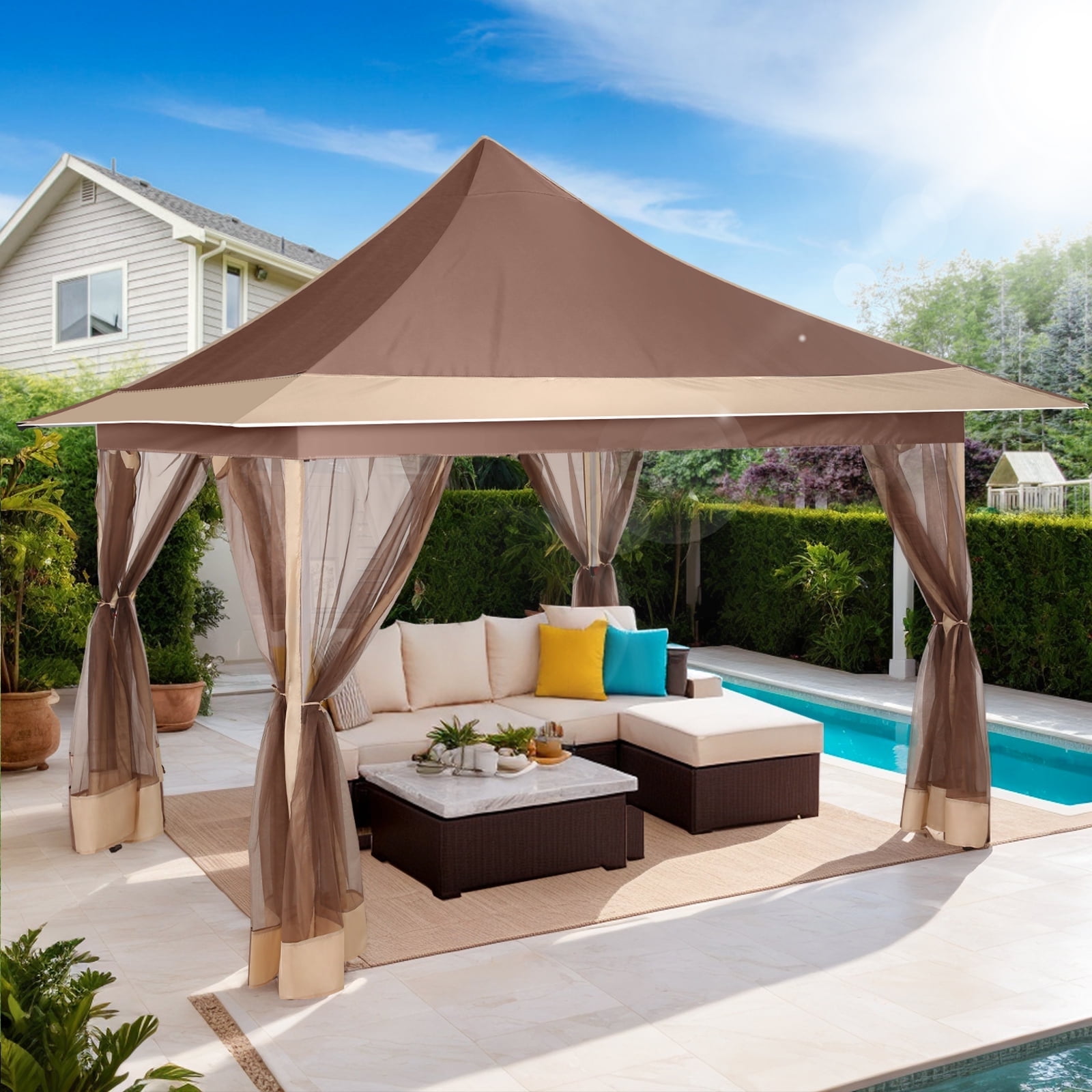 SANOPY 12'x12' Pop Up Gazebo Canopy with Net Instant Patio Gazebo Party ...