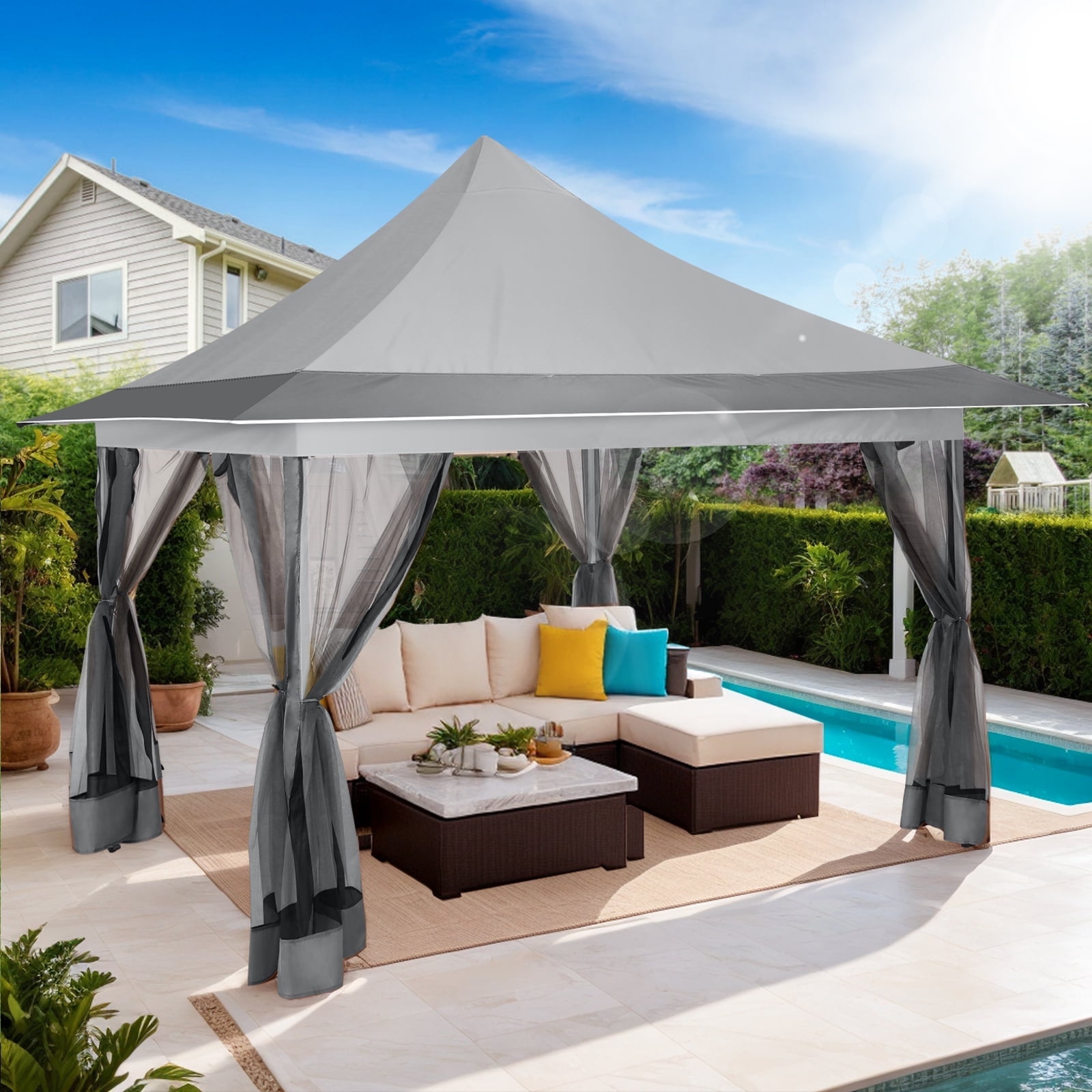 SANOPY 12'x12' Pop Up Gazebo Canopy with Net Party Instant Shelter ...
