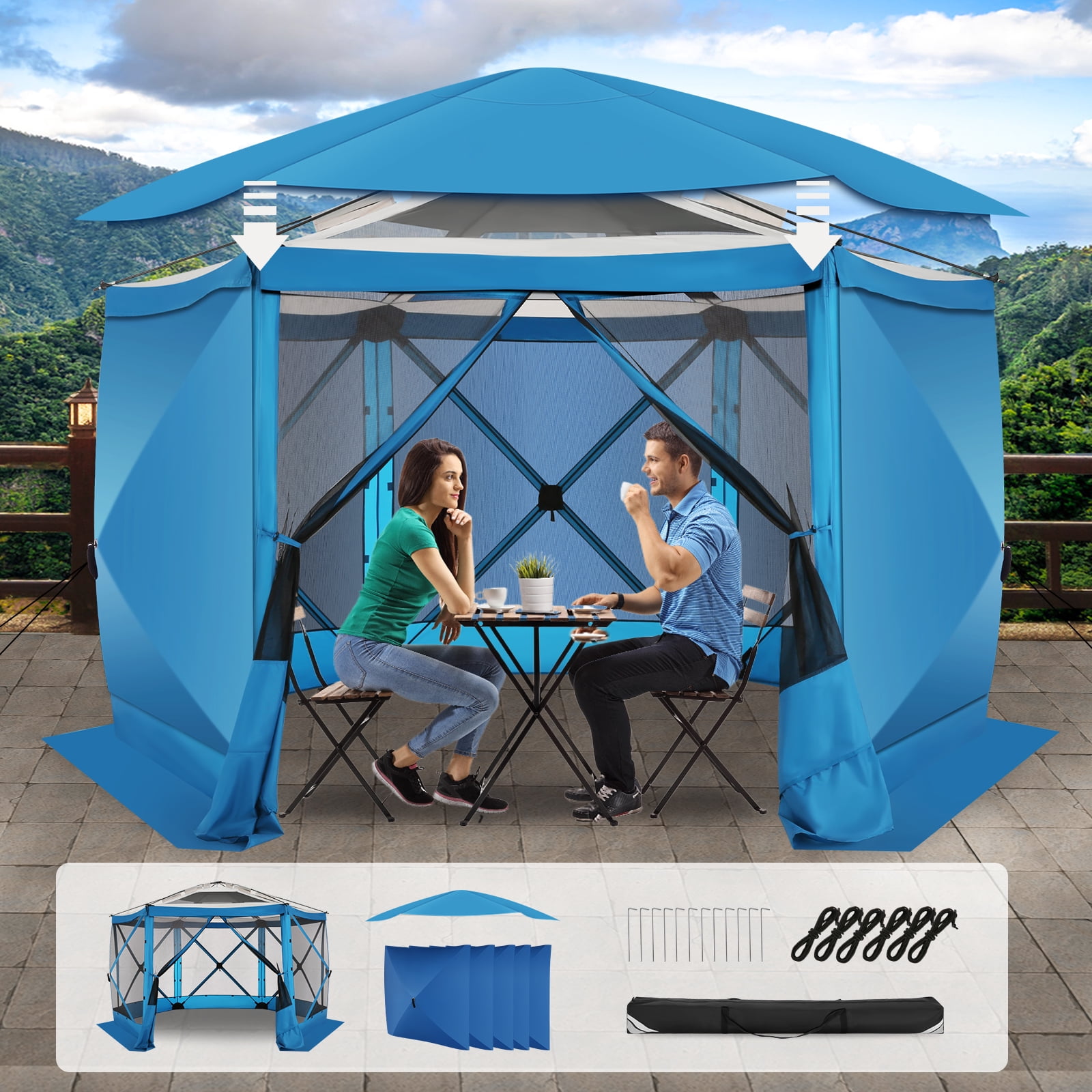 SANOPY 12'x12' Pop up Gazebo with Starry Sky Covered Gazebo 6-Sided ...