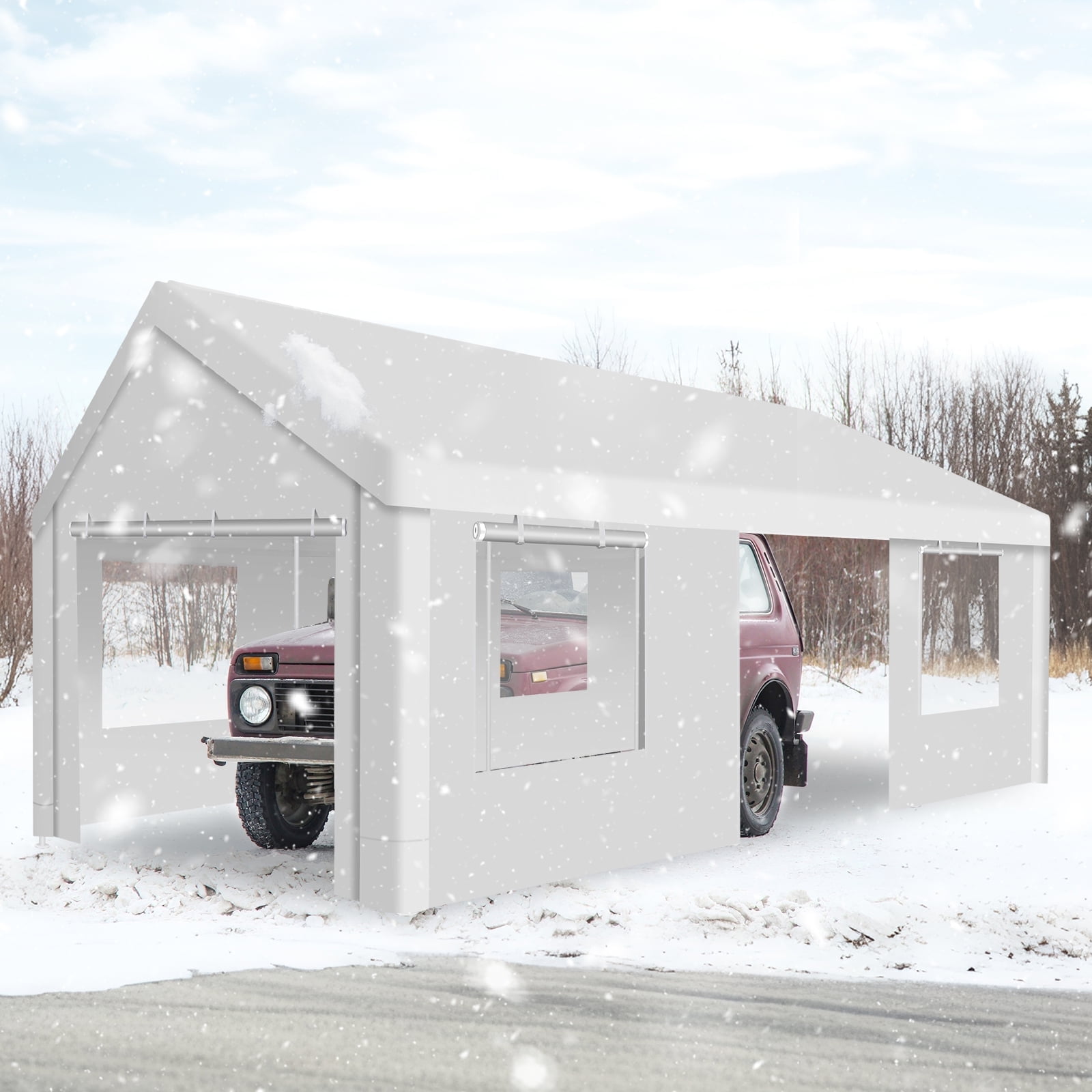 SANOPY 12'x20' Heavy Duty Carport with Ventilated Windows & Removable ...