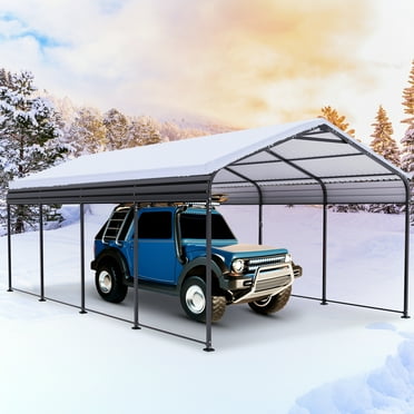 20x20FT Metal Carport Heavy Duty with Galvanized Steel Roof, Outdoor ...