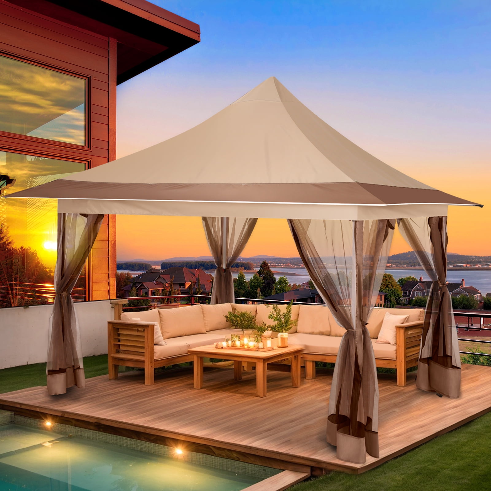 SANOPY 13x13FT Gazebo Pop Up Gazebo with Netting Instant Patio Gazebo ...