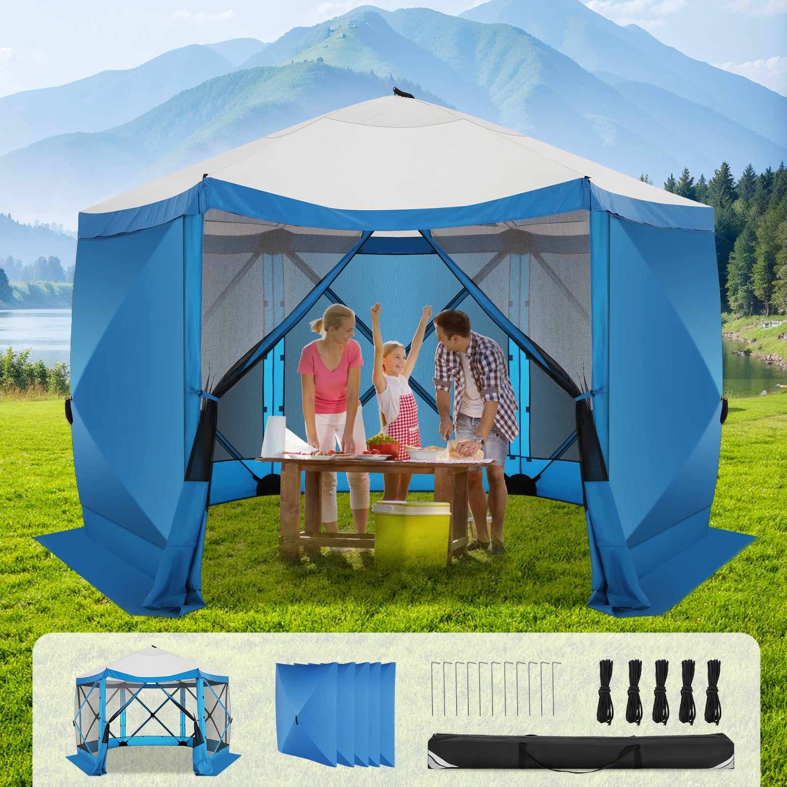 SANOPY 12x12ft Portable Gazebo Tent with Bug Mesh, UV & Rainproof ...