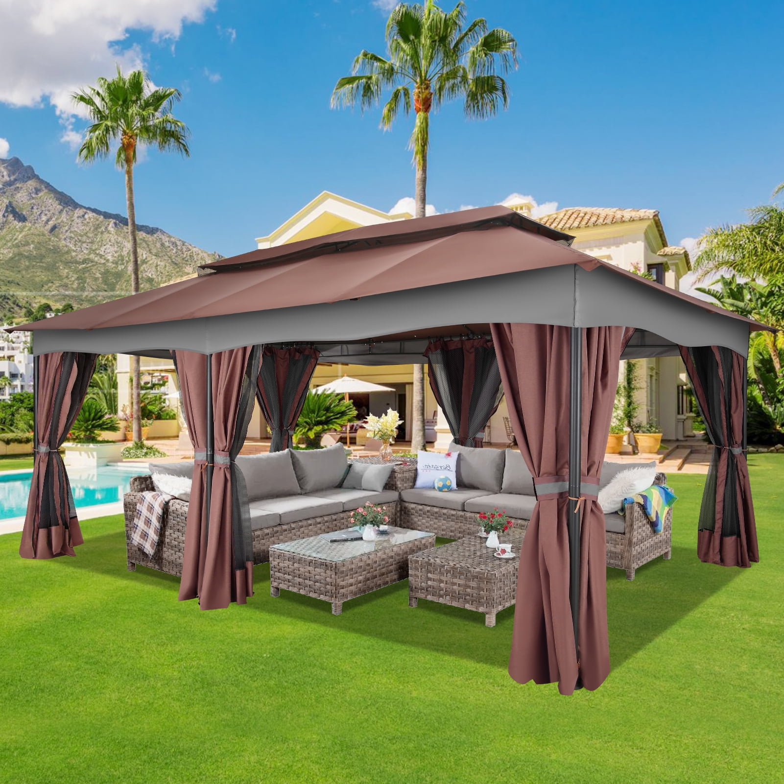 SANOPY 12x20 Gazebo Outdoor Heavy Duty Patio Gazebo with Privacy ...