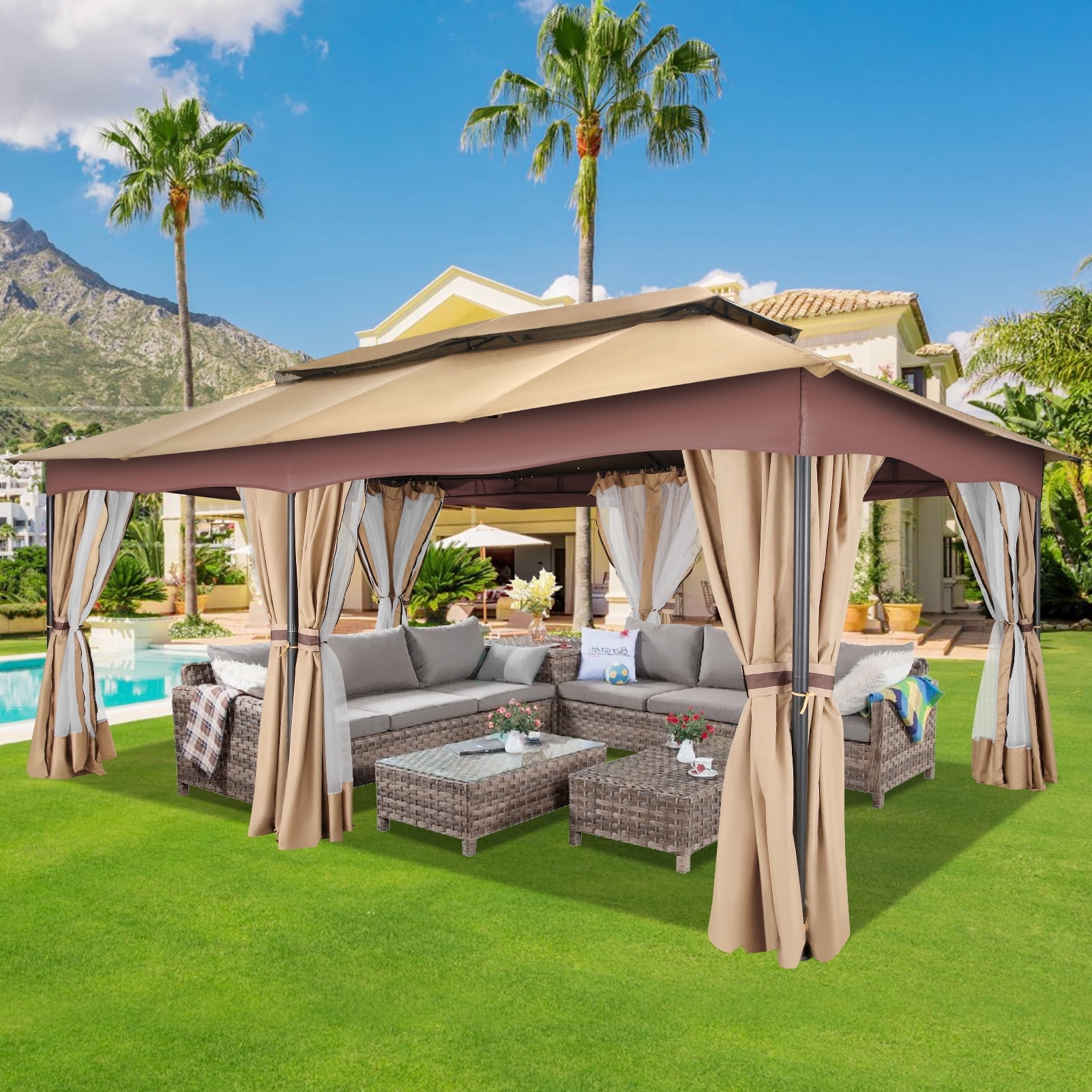 SANOPY 12x20 Gazebo Outdoor Heavy Duty Patio Gazebo with Privacy ...