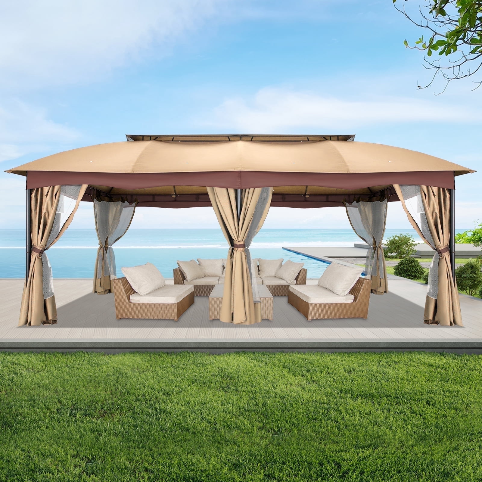 SANOPY 12x20 Outdoor Heavy Duty Gazebo Arc Roof Design Patio Gazebo ...