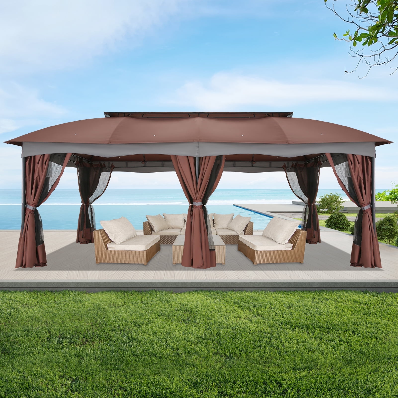 SANOPY 12x20 Outdoor Heavy Duty Gazebo Arc Roof Design Patio Gazebo ...