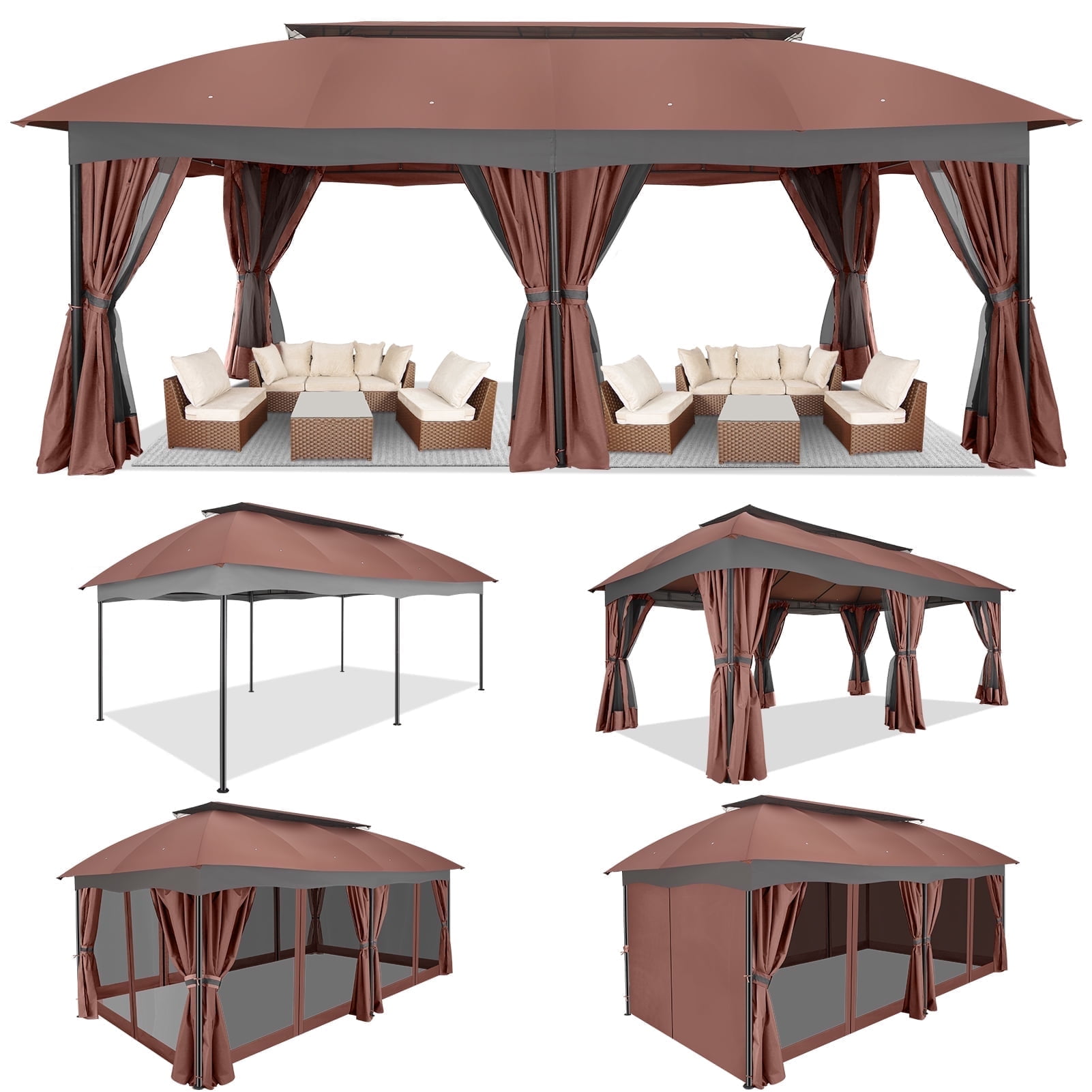 SANOPY 12x20ft Heavy Duty Gazebo with Metal Steel Frame Sturdy Tent ...