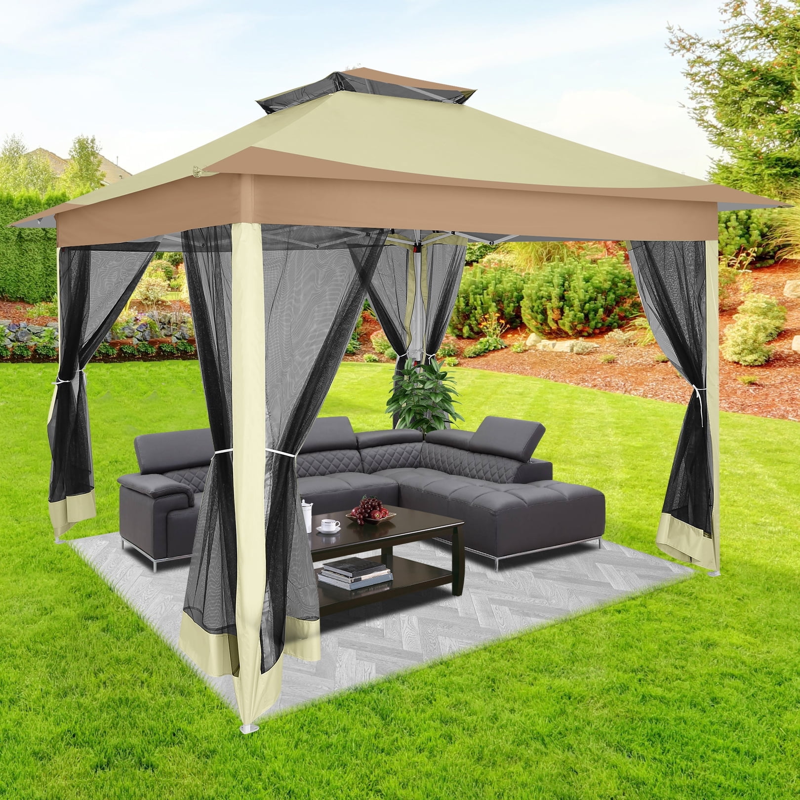 SANOPY 13x13FT Pop Up Gazebo with Netting, Instant Patio Gazebo with 2 ...