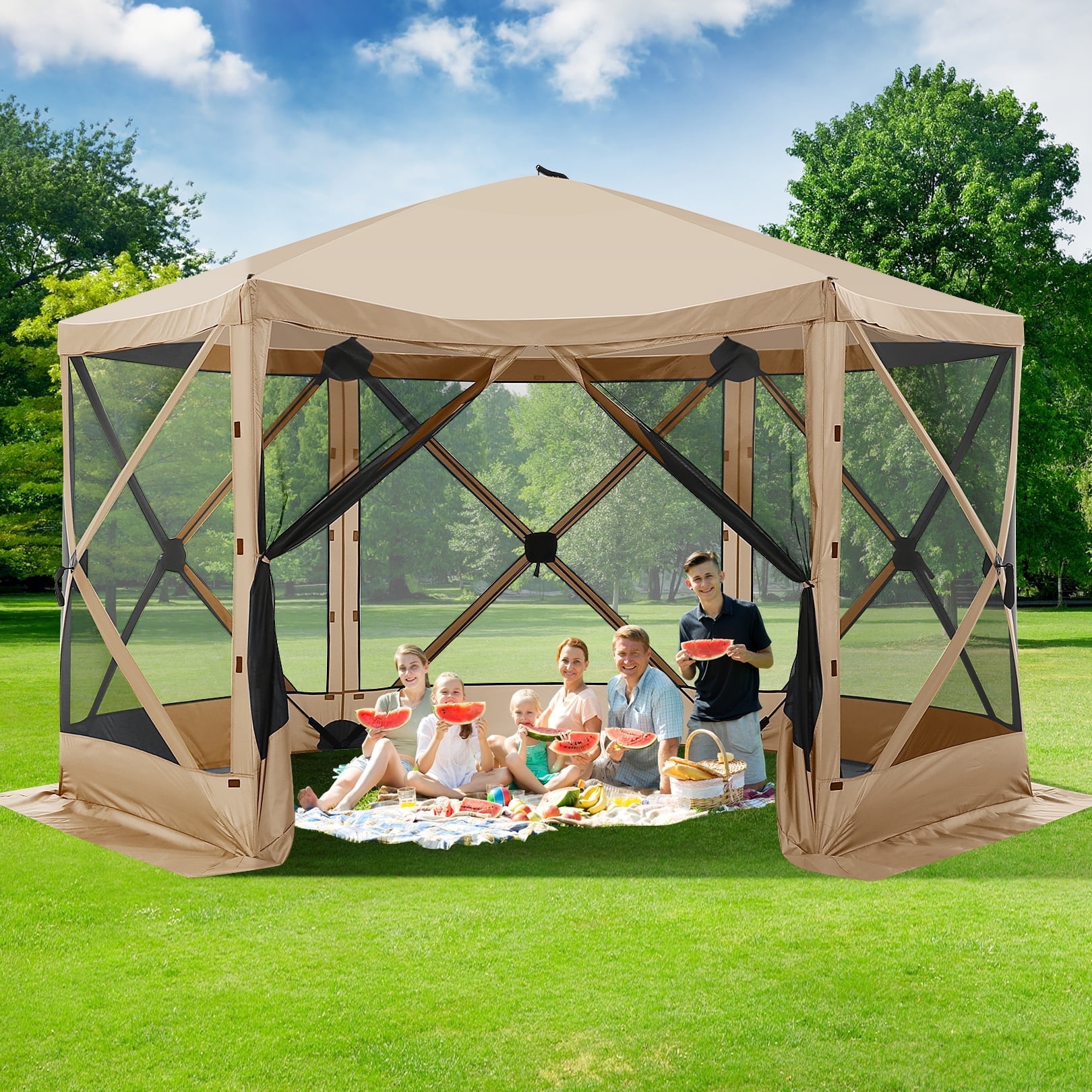 SANOPY 15'x15' Gazebo 8-Sided, Outdoor Pop up Gazebo Canopy Tent with Updated 2.0 Portable Pop ...