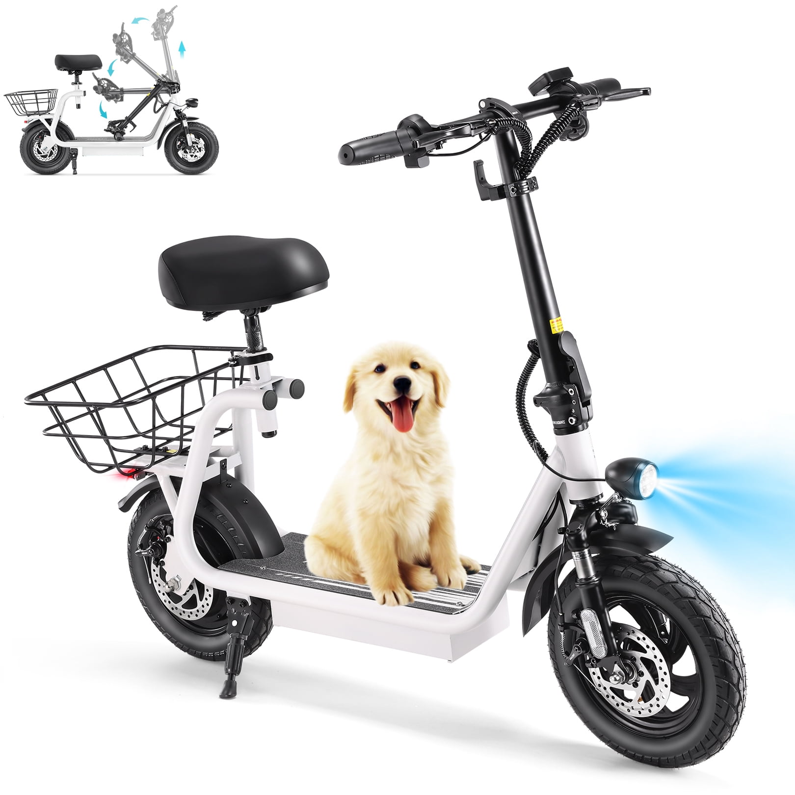 SANOPY 500W Electric Scooter with Seat for Adults, 20 Miles Max Range, 48V 7.8Ah, 20 MPH Top ...