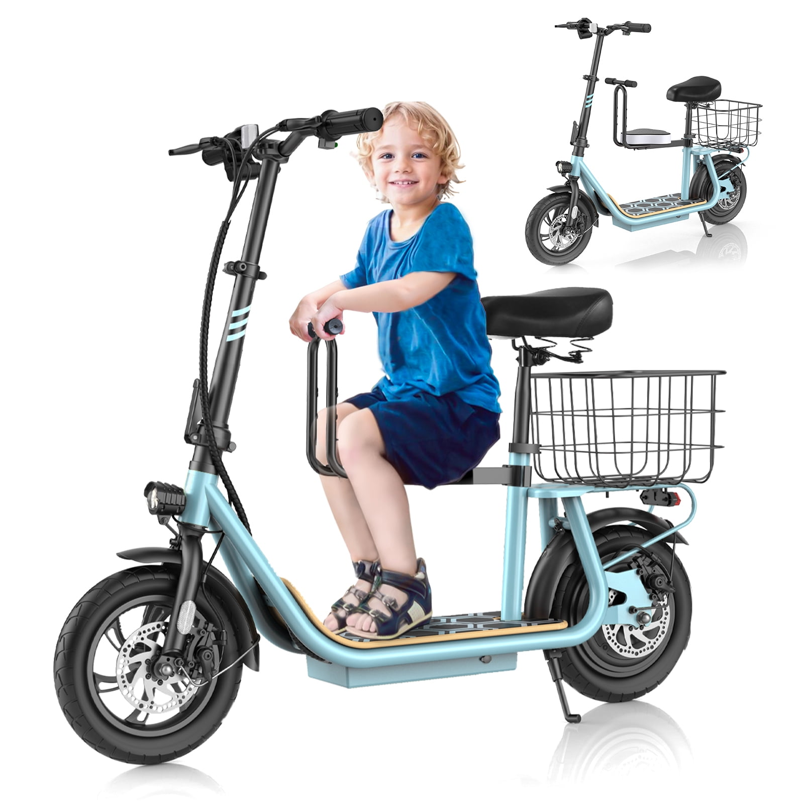 SANOPY 750W Electric Scooter with Seat for Adults, Second Seat for Kids ...
