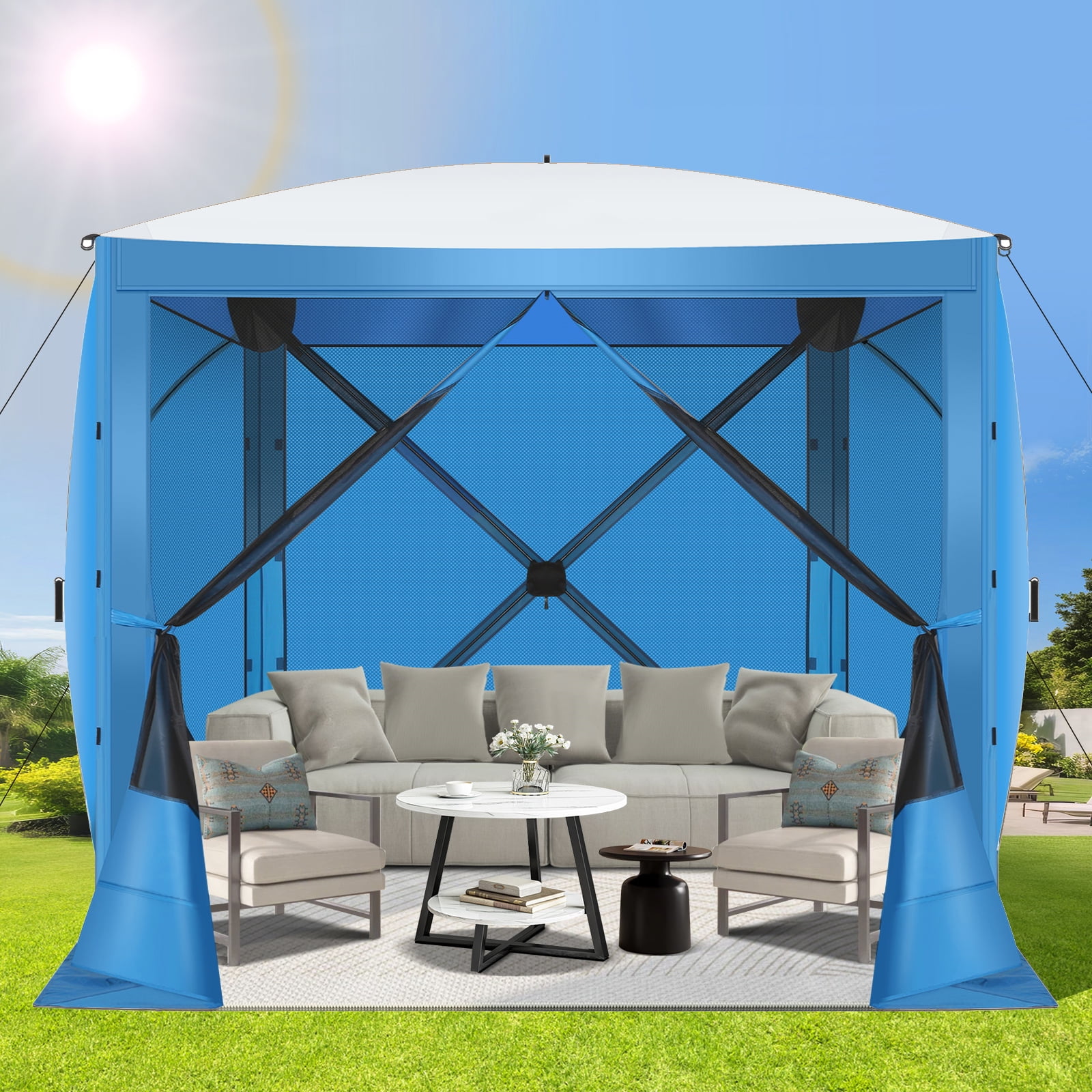 SANOPY 8'x8' Outdoor Pop up Gazebo with Netting & Sidewalls for Camping ...
