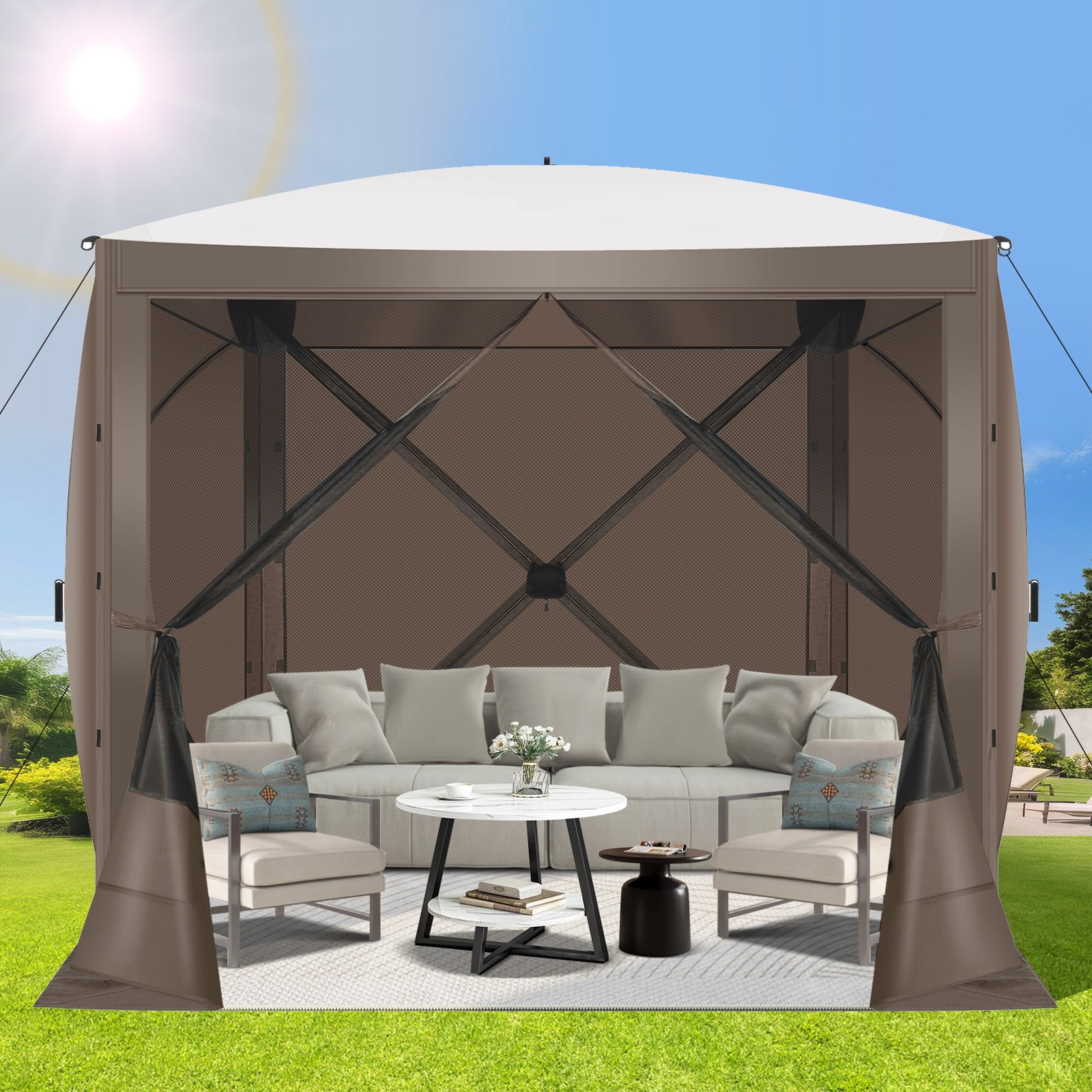 SANOPY 8'x8' Outdoor Pop up Gazebo with Netting & Sidewalls for Camping ...