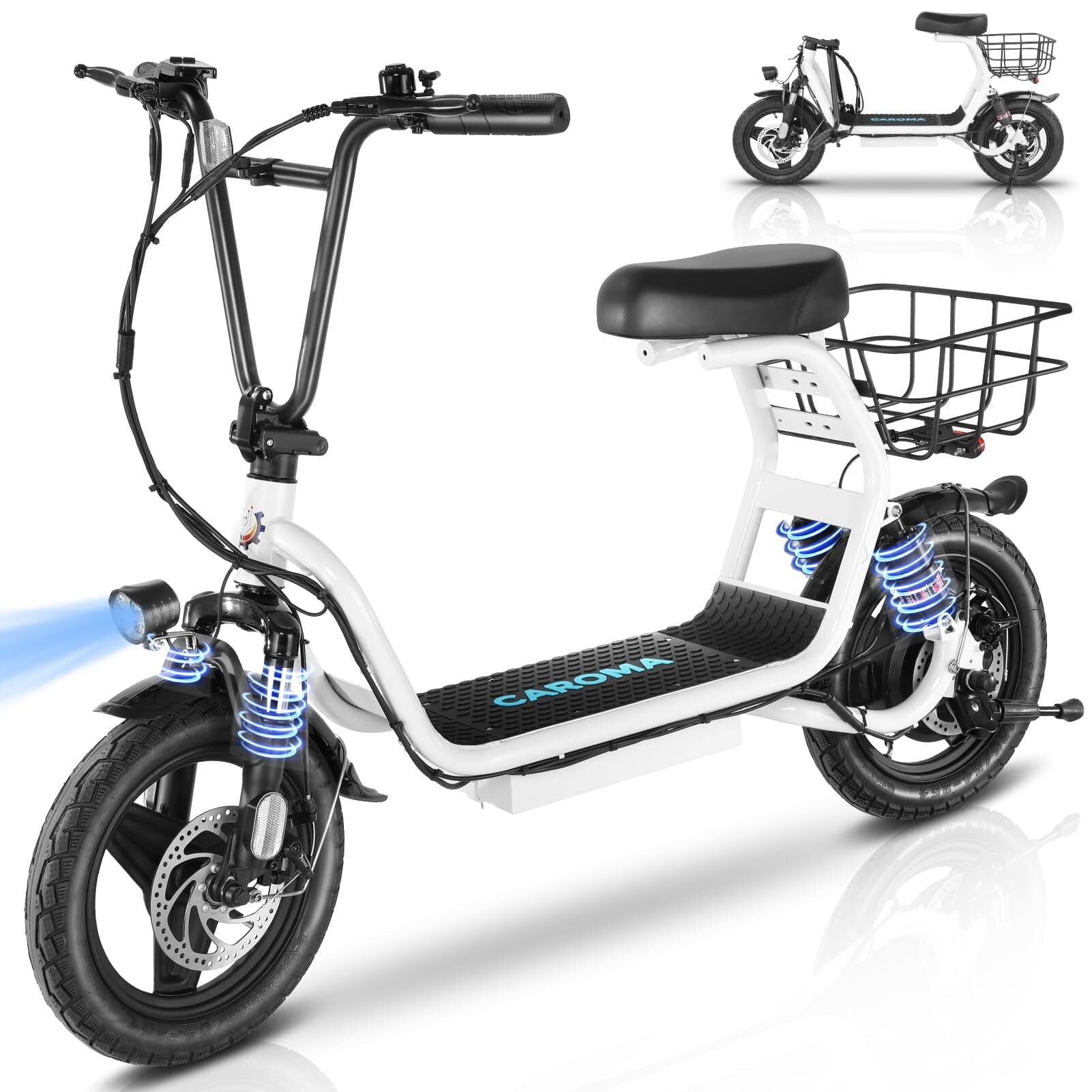 SANOPY 870W(Peak) Adults Electric Scooter with Seat, 14" Tires Electric ...