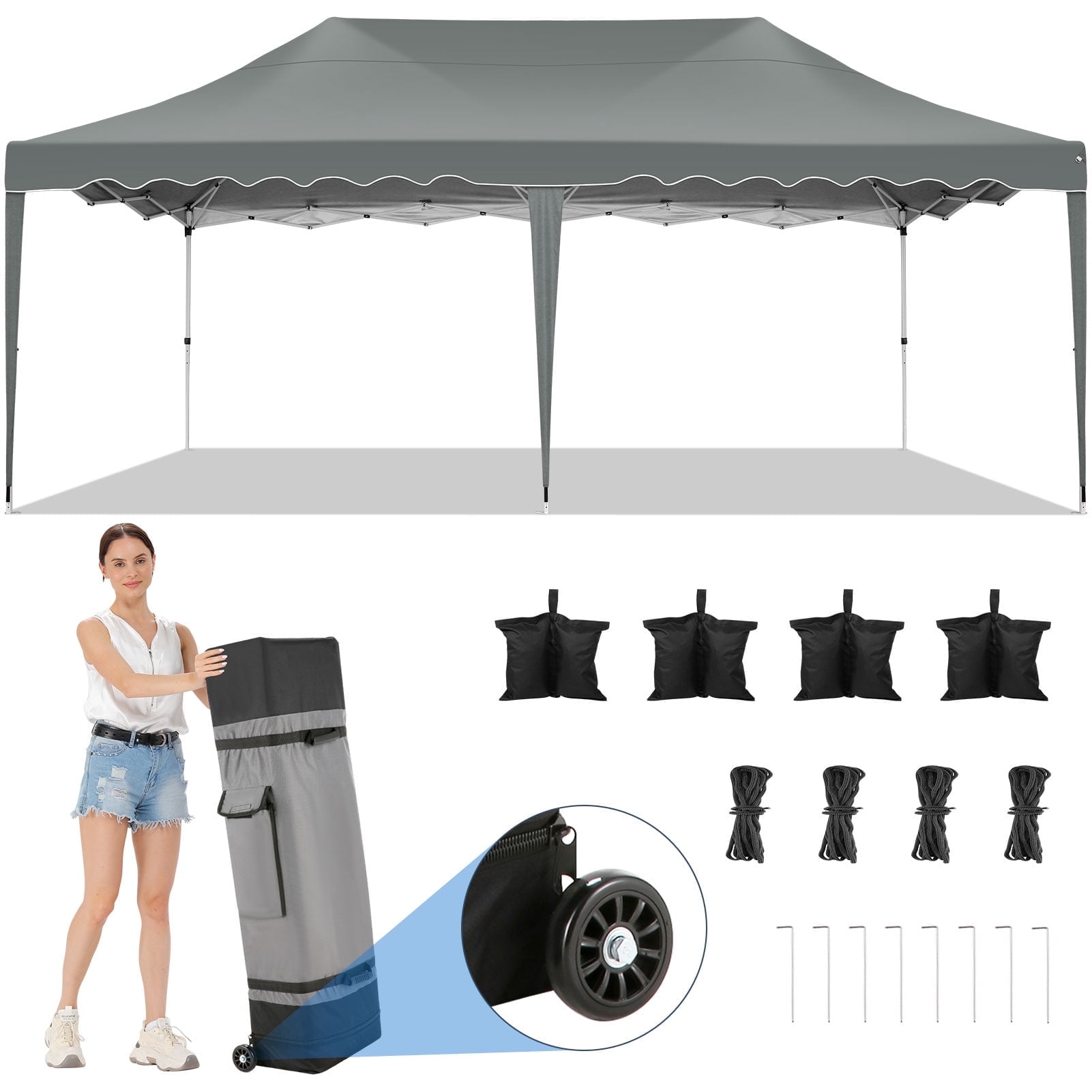 SANOPY Canopy 10 x 20 ft Portable Canopy Party Tent with 4 Sandbags ...