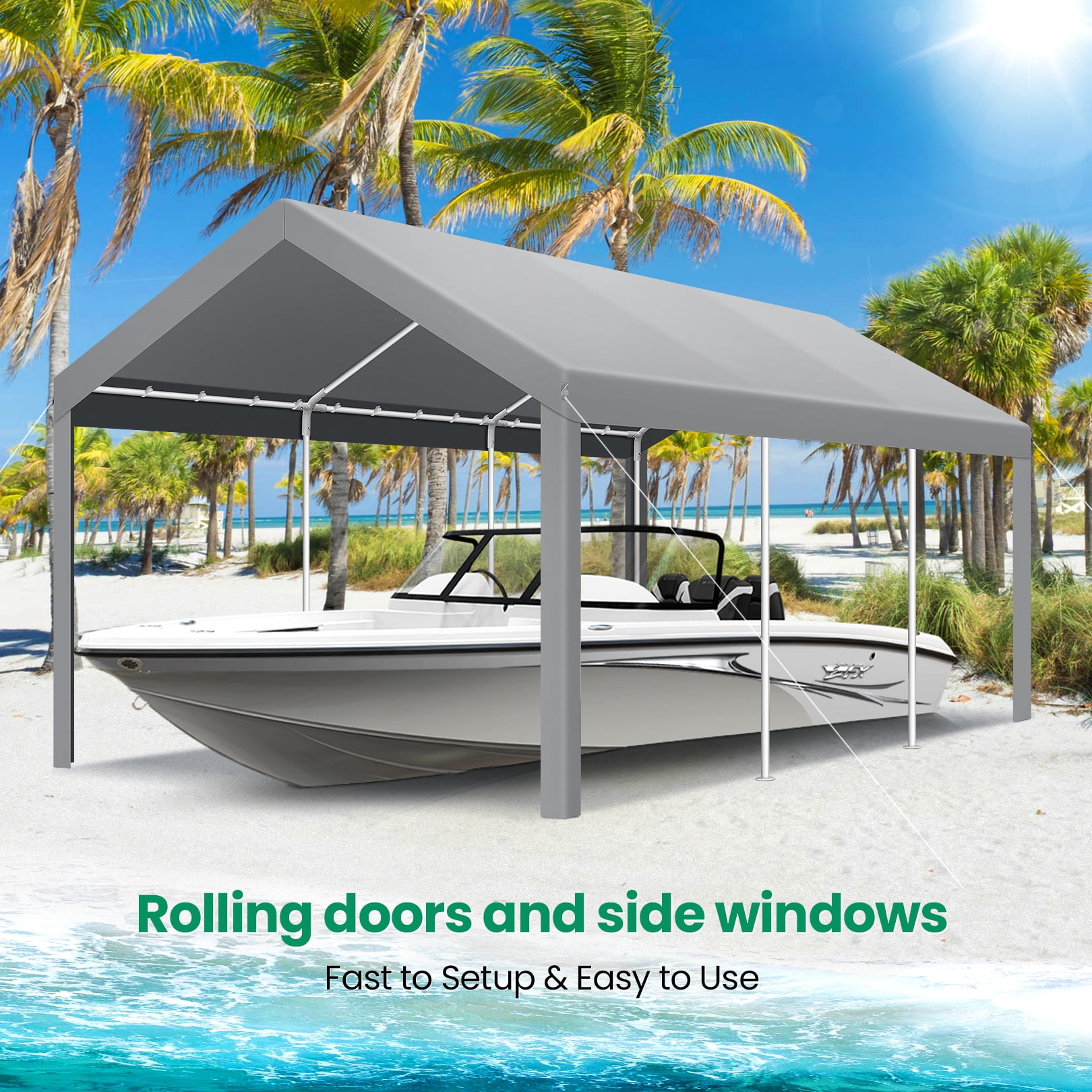 SANOPY Carport 10'x20' Heavy Duty, Portable Garage with Built-in ...