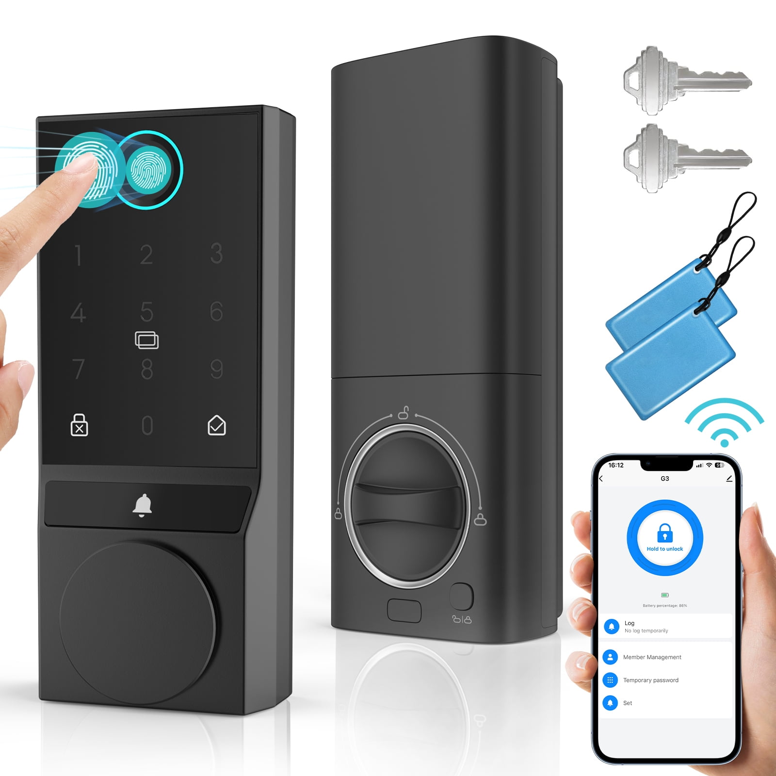 SANOPY G3 Smart Door Lock with Wi-Fi, Fingerprint Keyless Entry Door ...