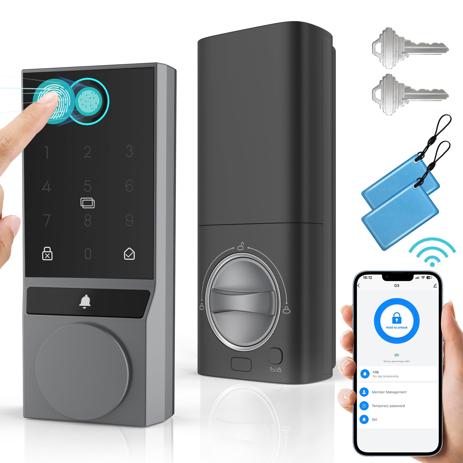 SANOPY G3 Smart Door Lock with Wi-Fi, Fingerprint Keyless Entry Door ...