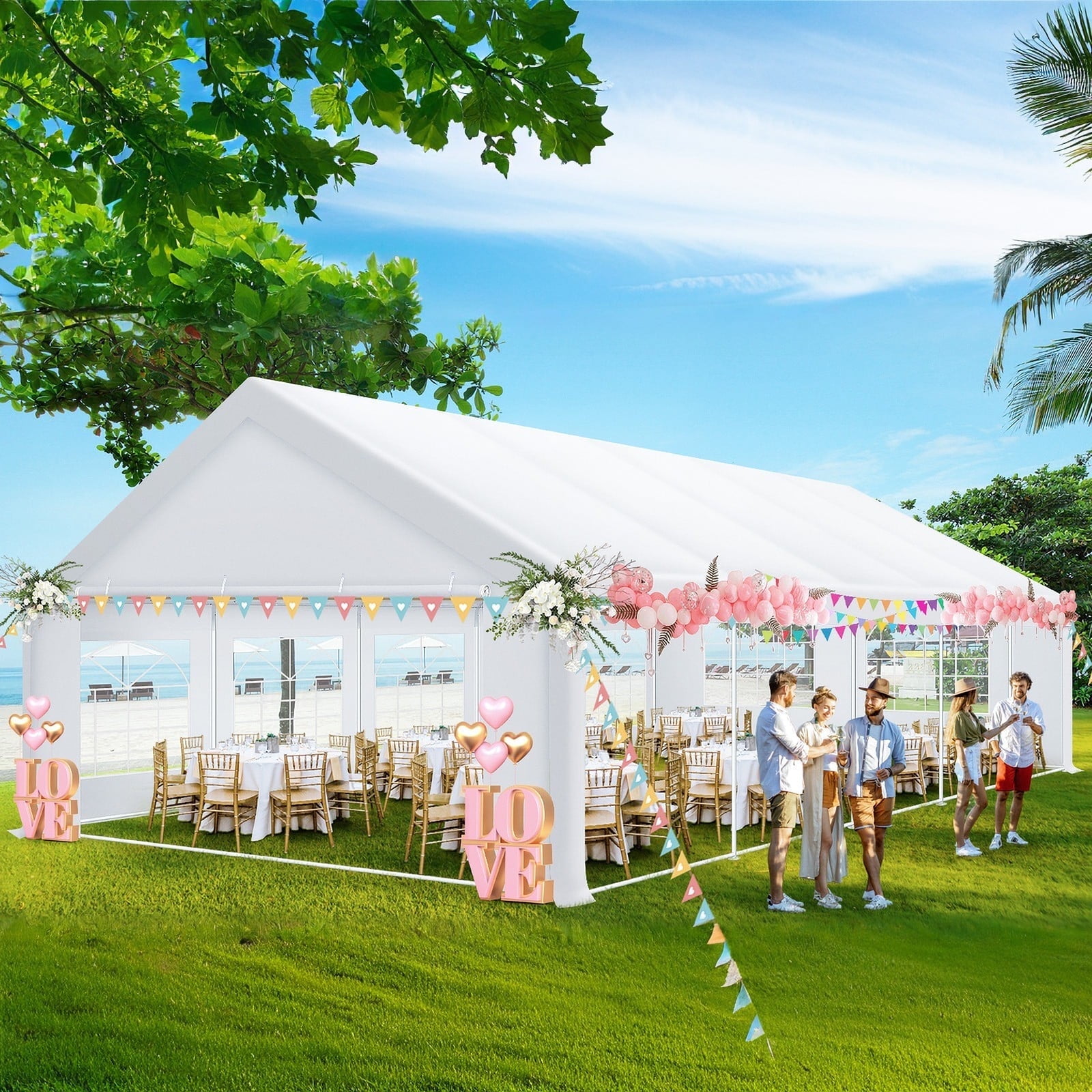 SANOPY Heavy Duty Party Tent 16x32 Canopy Tent, Portable Garage Carport ...