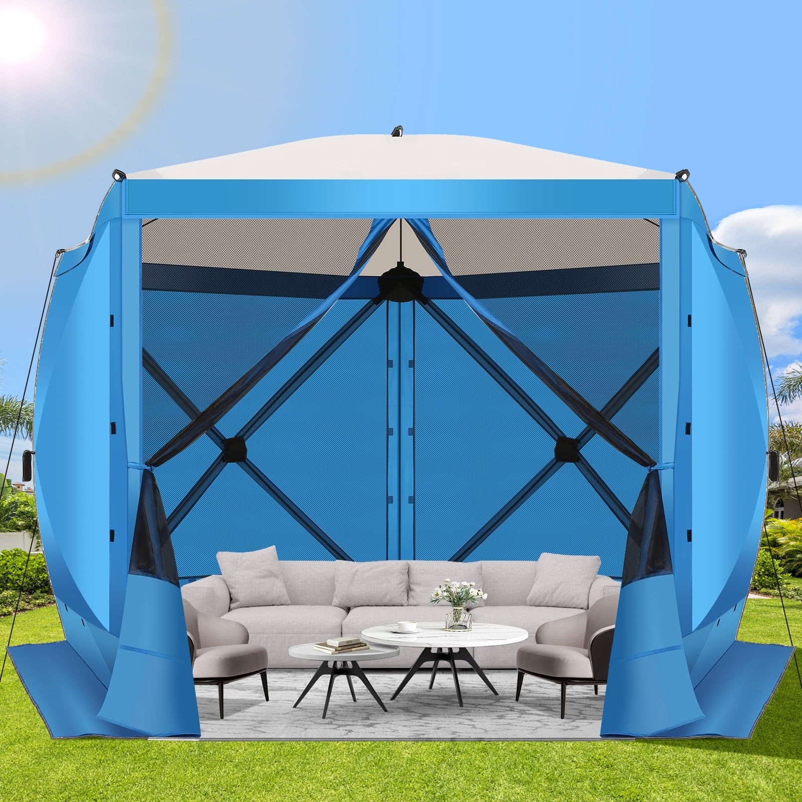 SANOPY Pop up Gazebo 10x10ft Screen Tent House, 5 Sided Pop-up Camping ...