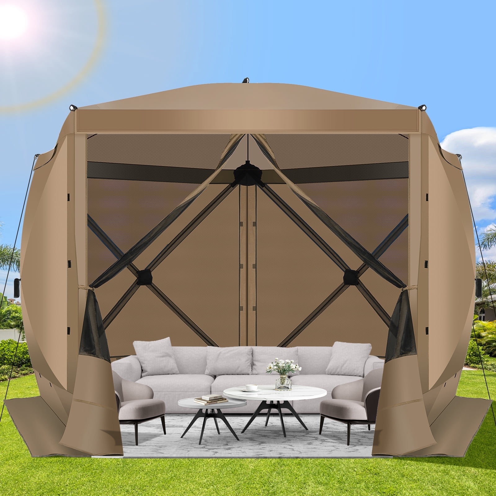 SANOPY Pop up Gazebo 10x10ft Screen Tent House, 5 Sided Pop-up Camping ...