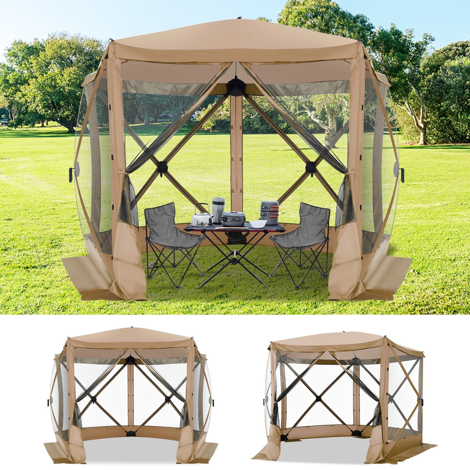 SANOPY Pop Up Gazebo Screen Tent Screen House for Camping, 10FTx10FT ...